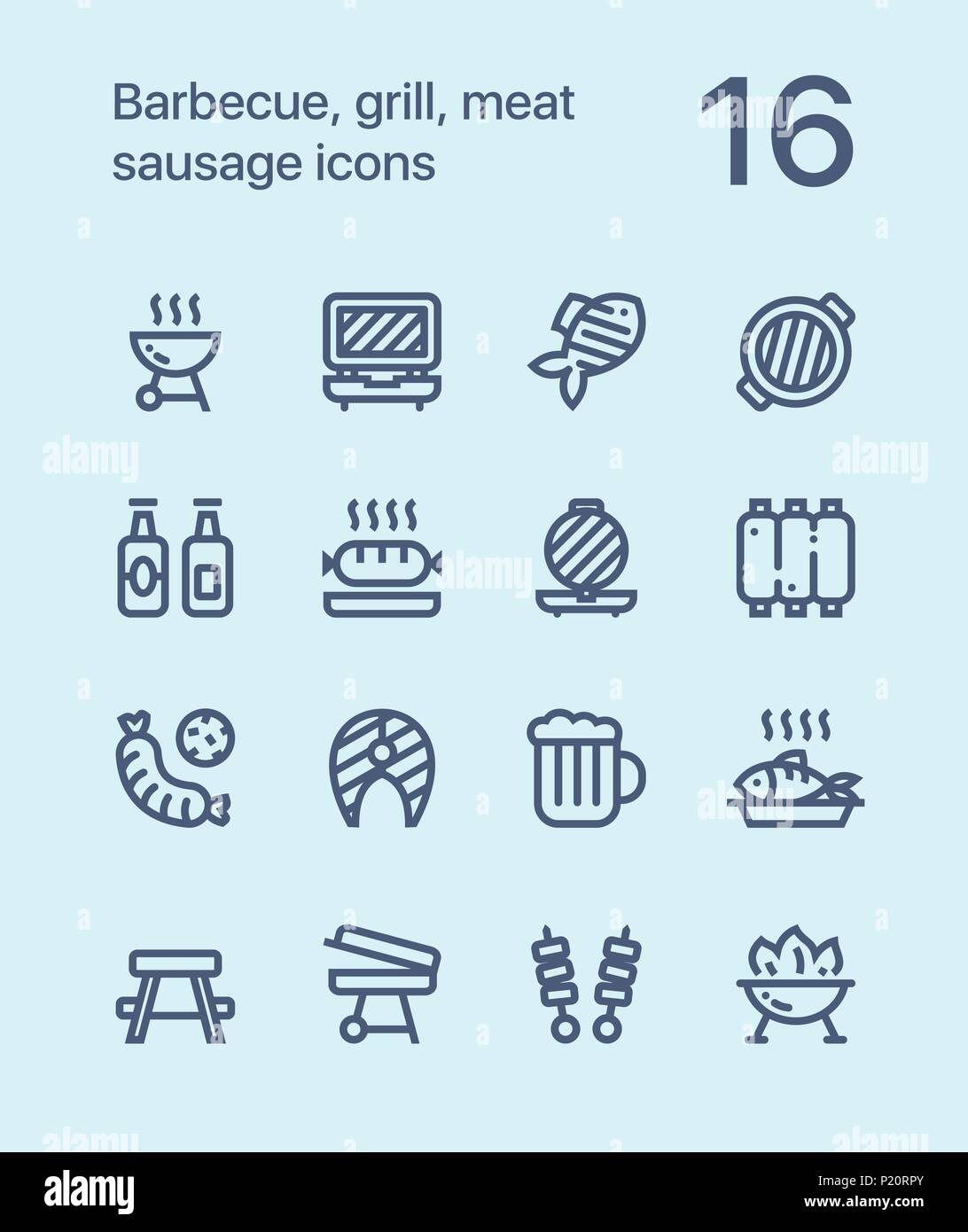 Outline Barbecue, grill, meat, sausage icons for web and mobile design ...