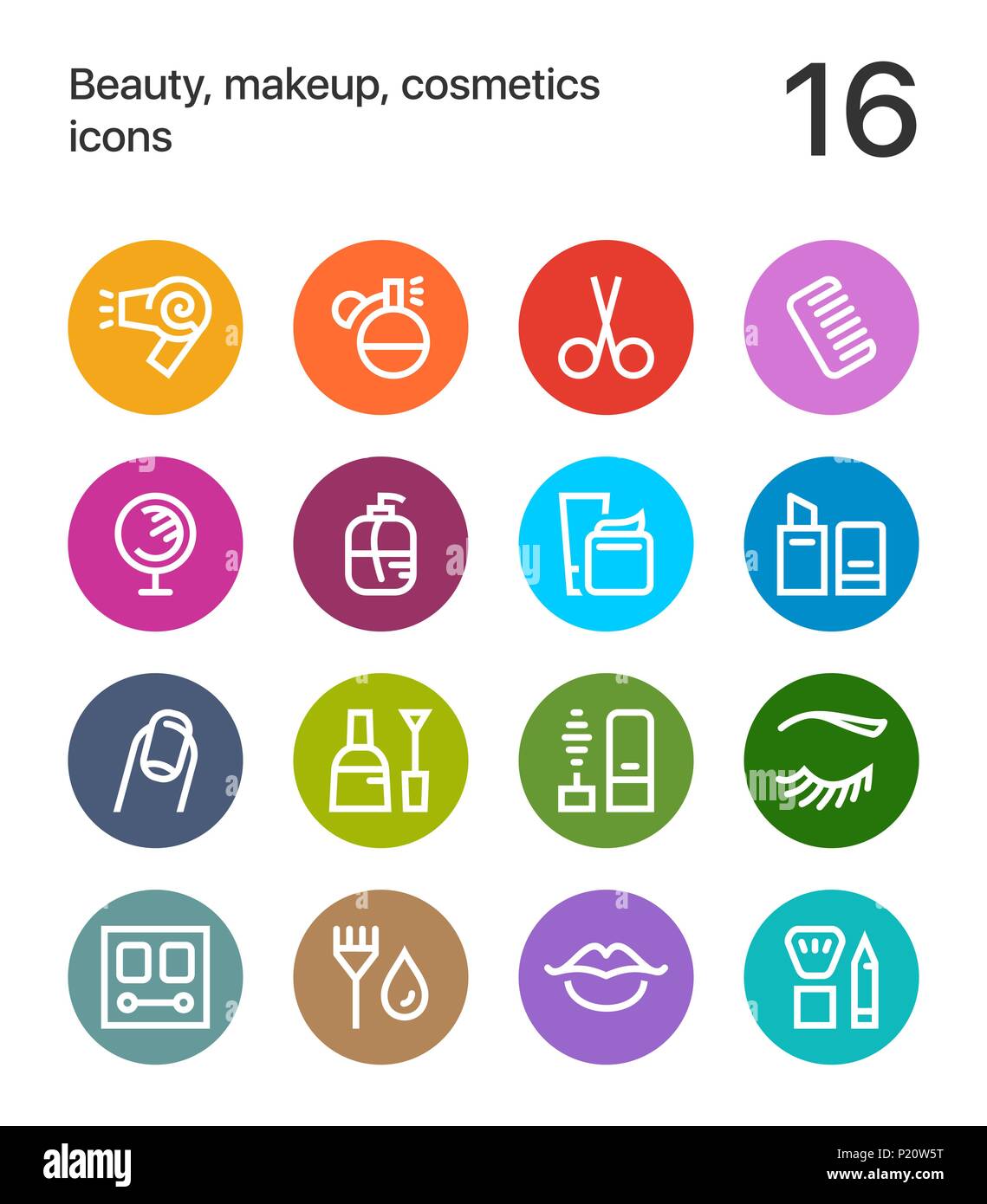 Colorful Beauty, cosmetics, makeup icons for web and mobile design pack ...