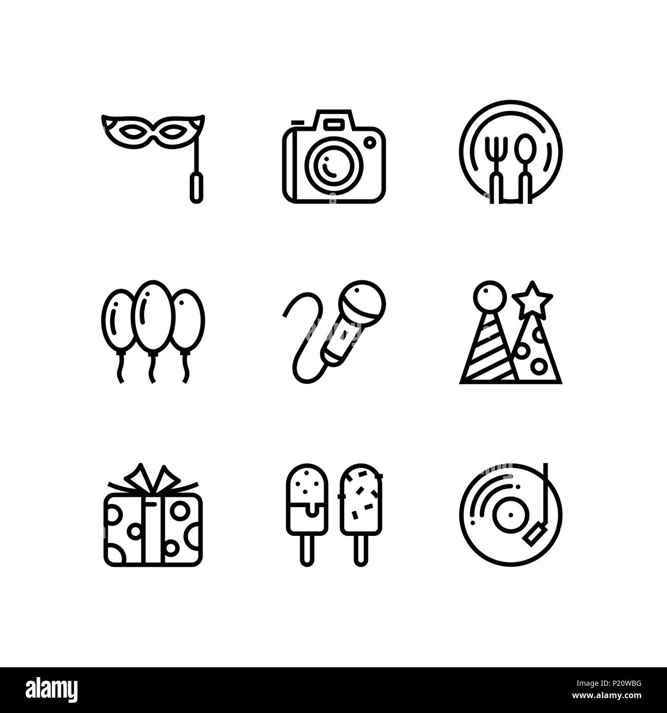 Birthday, event, celebration vector simple icons for web and mobile ...