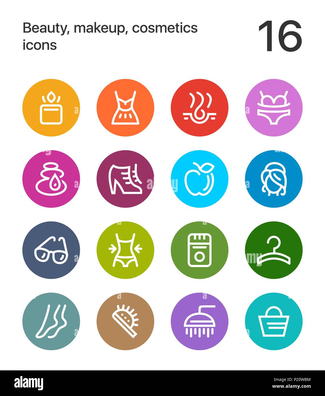 Colorful Beauty, cosmetics, makeup icons for web and mobile design pack ...