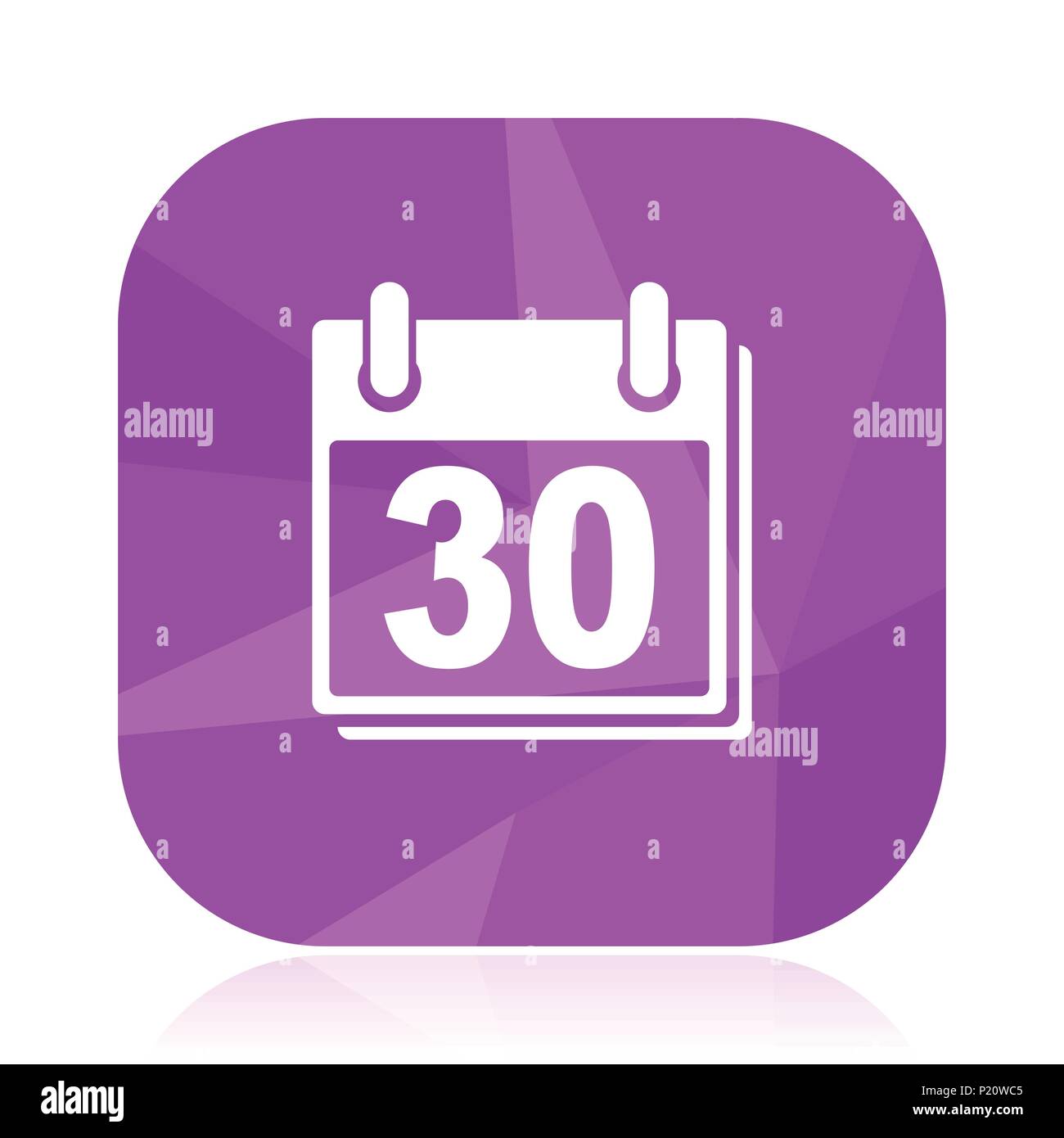 Calendar flat vector icon. Date violet web button. Day internet square ...