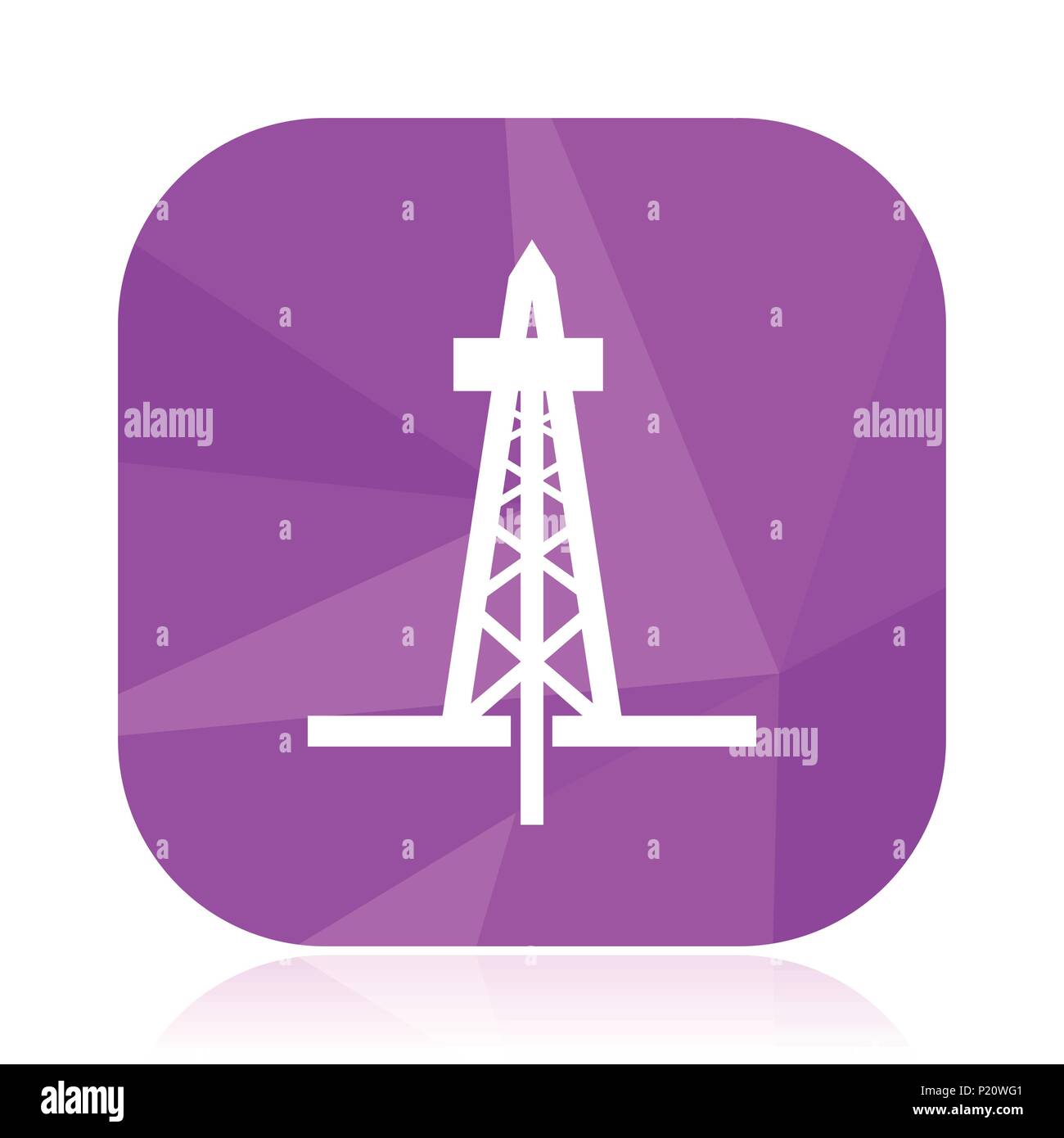 Drilling flat vector icon. Oil violet web button. Gas internet square ...