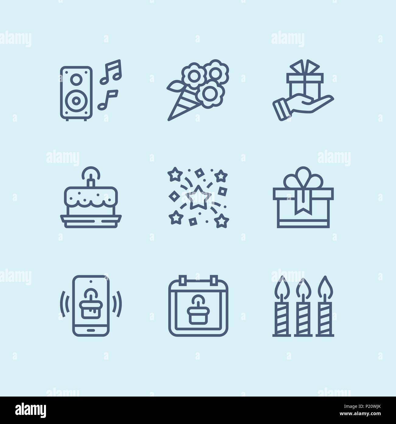 Outline Birthday, event, celebration vector simple icons for web and ...