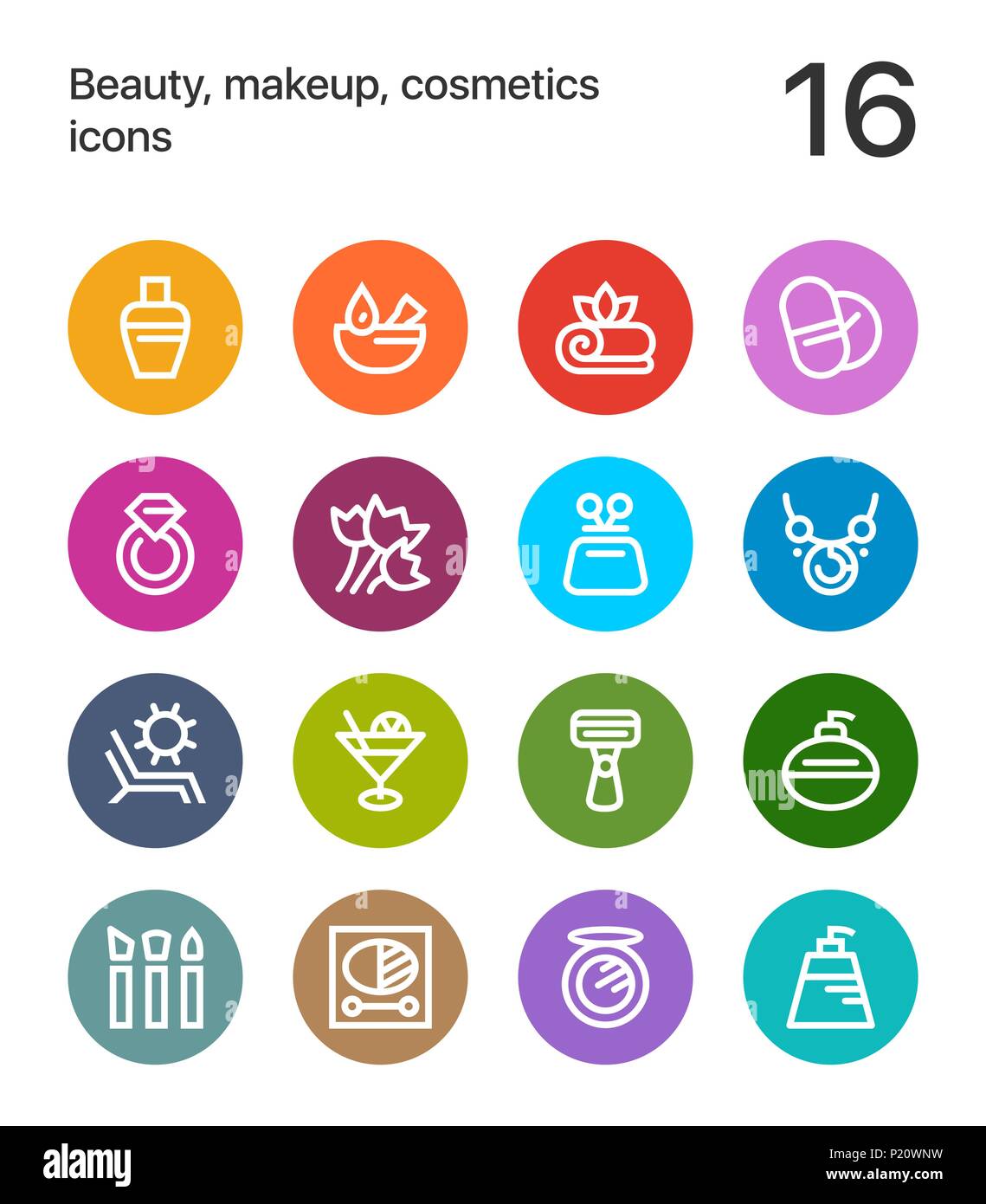 Colorful Beauty, cosmetics, makeup icons for web and mobile design pack ...