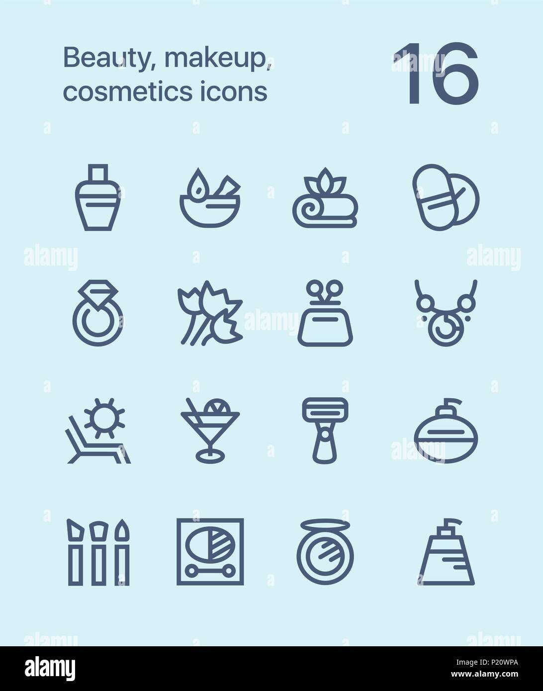 Outline Beauty, cosmetics, makeup icons for web and mobile design pack ...