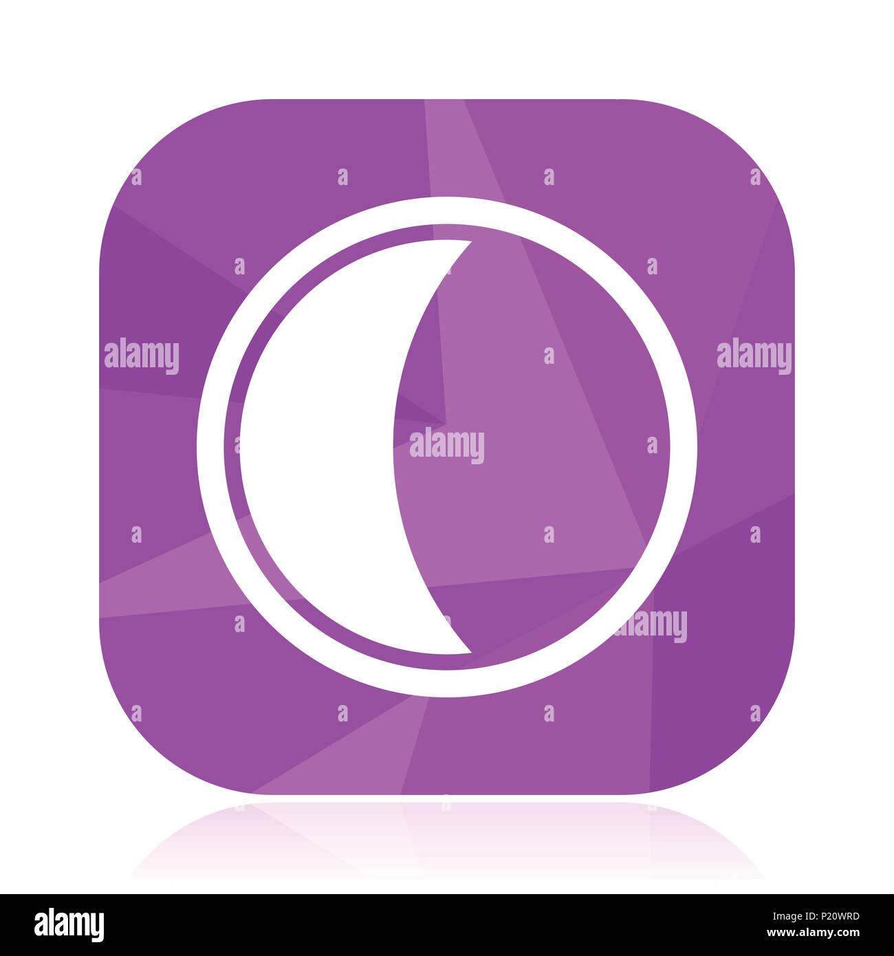 Moon flat vector icon. Sleep violet web button. Night internet square ...
