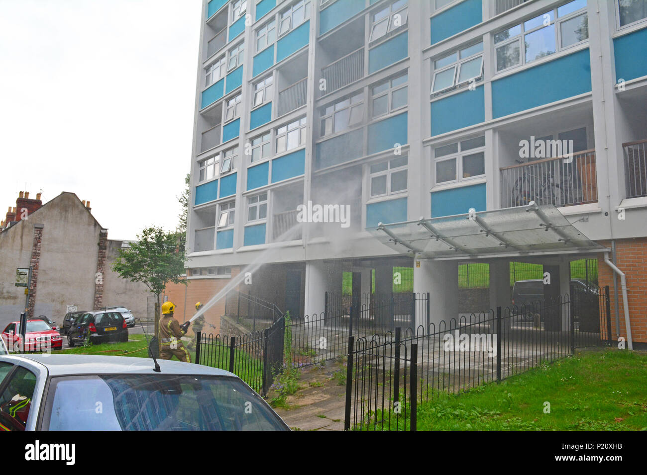 30 people evacuated in 10 storey city block of flats hi-res stock ...