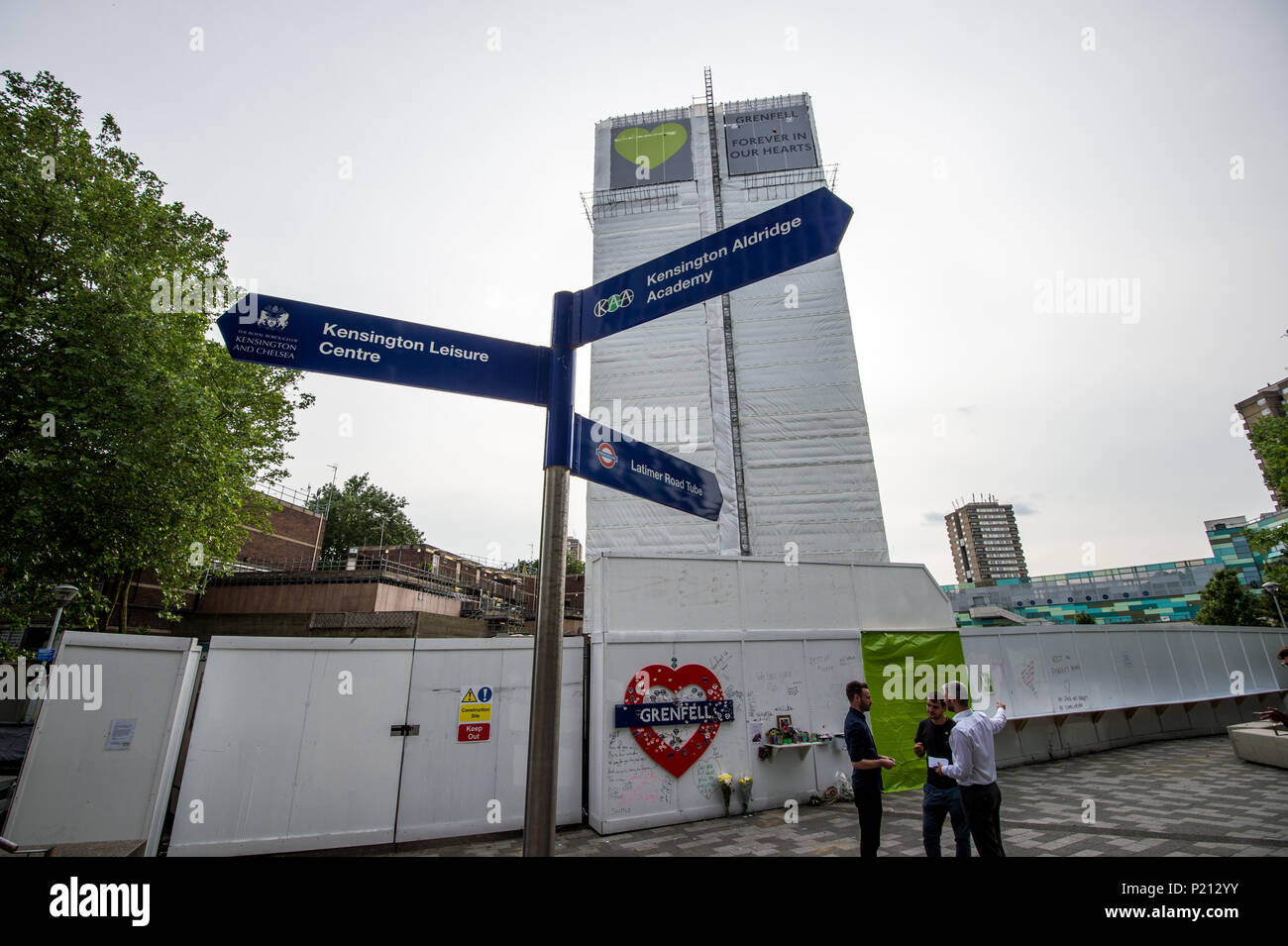 London, UK. 13th Jun, 2018. A view of the Grenfell Tower. On the first ...
