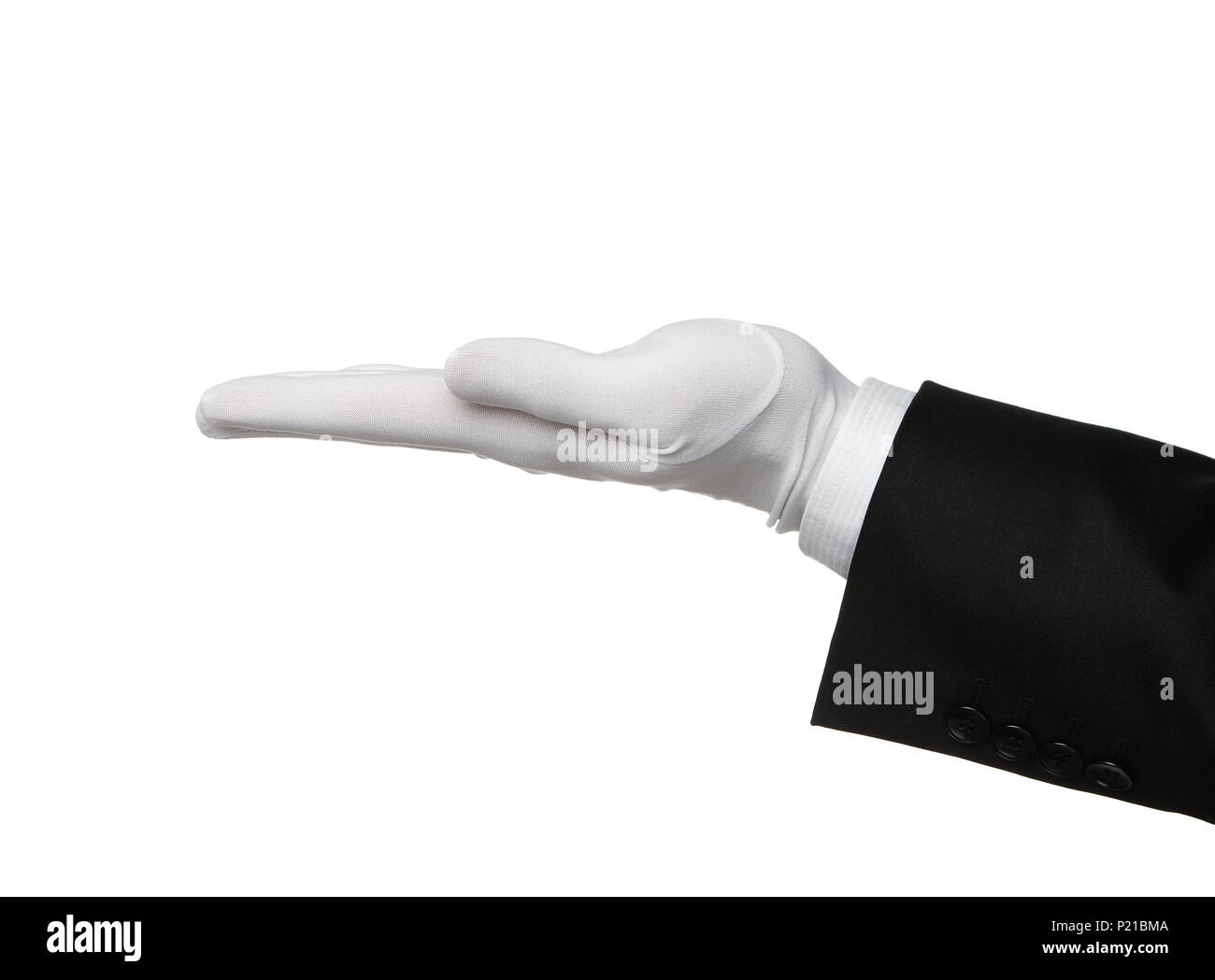 Butler's hand isolated on white background Stock Photo - Alamy