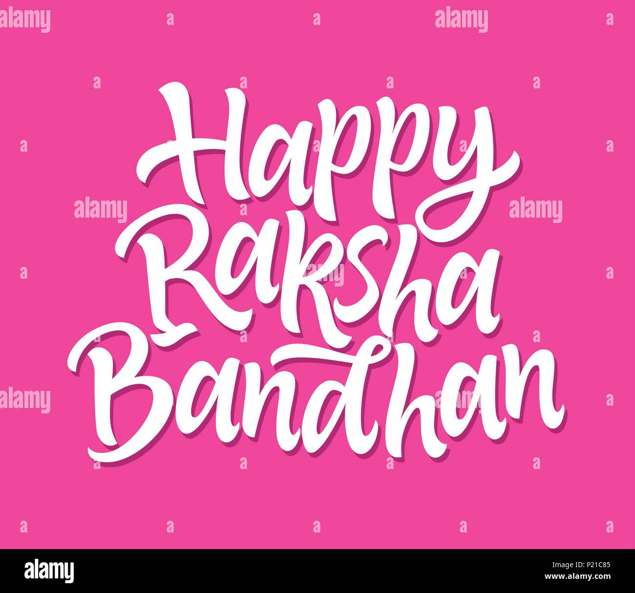 Happy Raksha Bandhan - vector hand drawn brush pen lettering. White ...