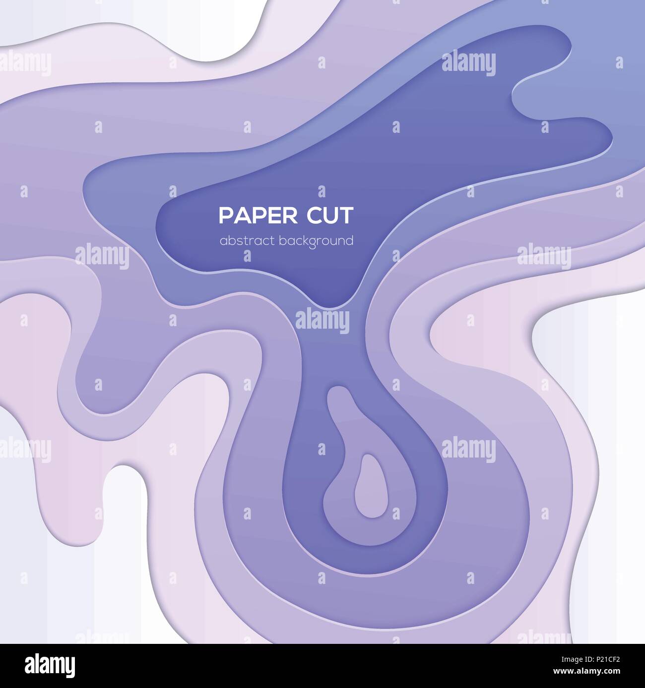 Purple abstract layout - vector paper cut illustration on white ...