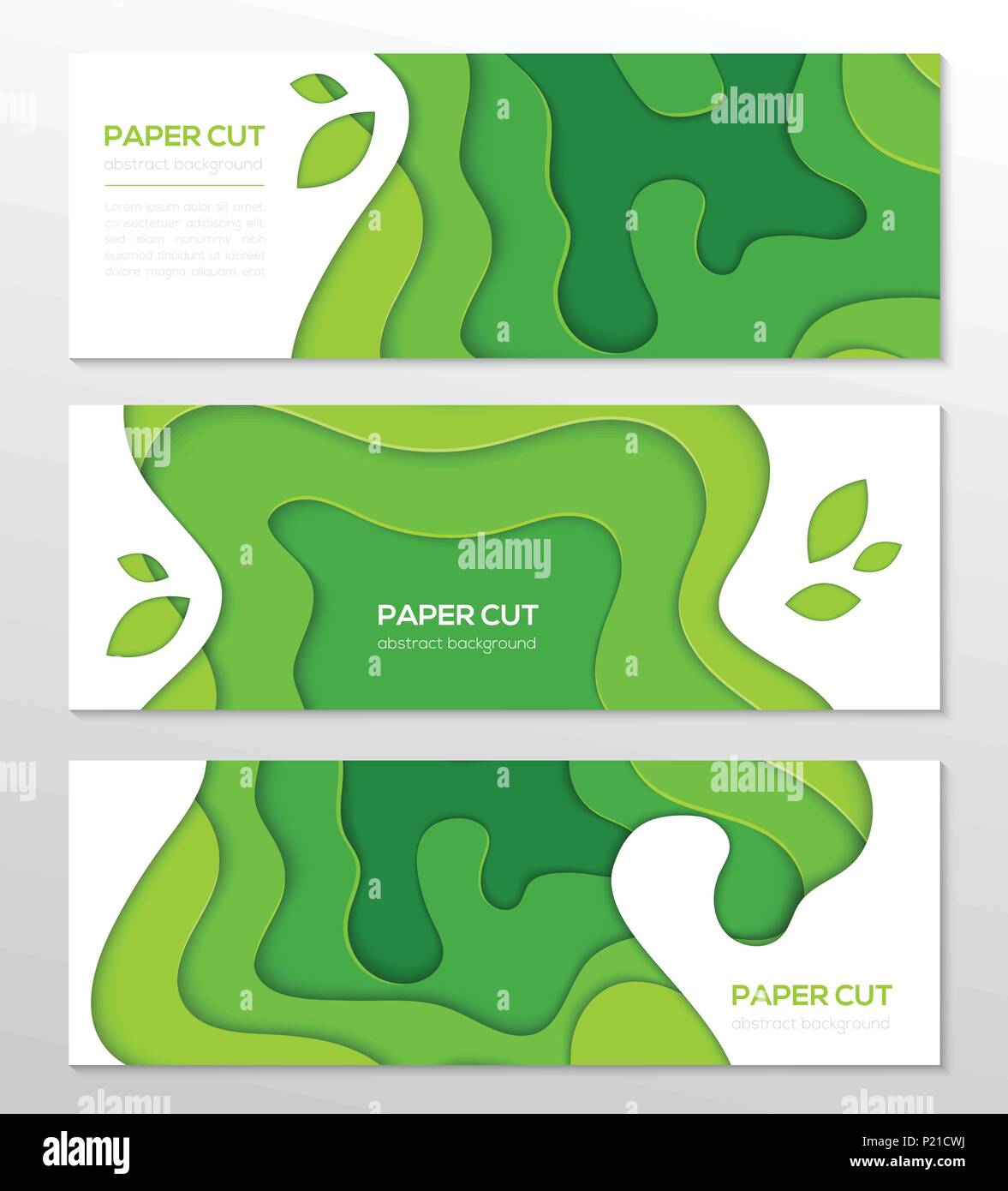 Grass green abstract layout - set of modern colorful vector posters ...