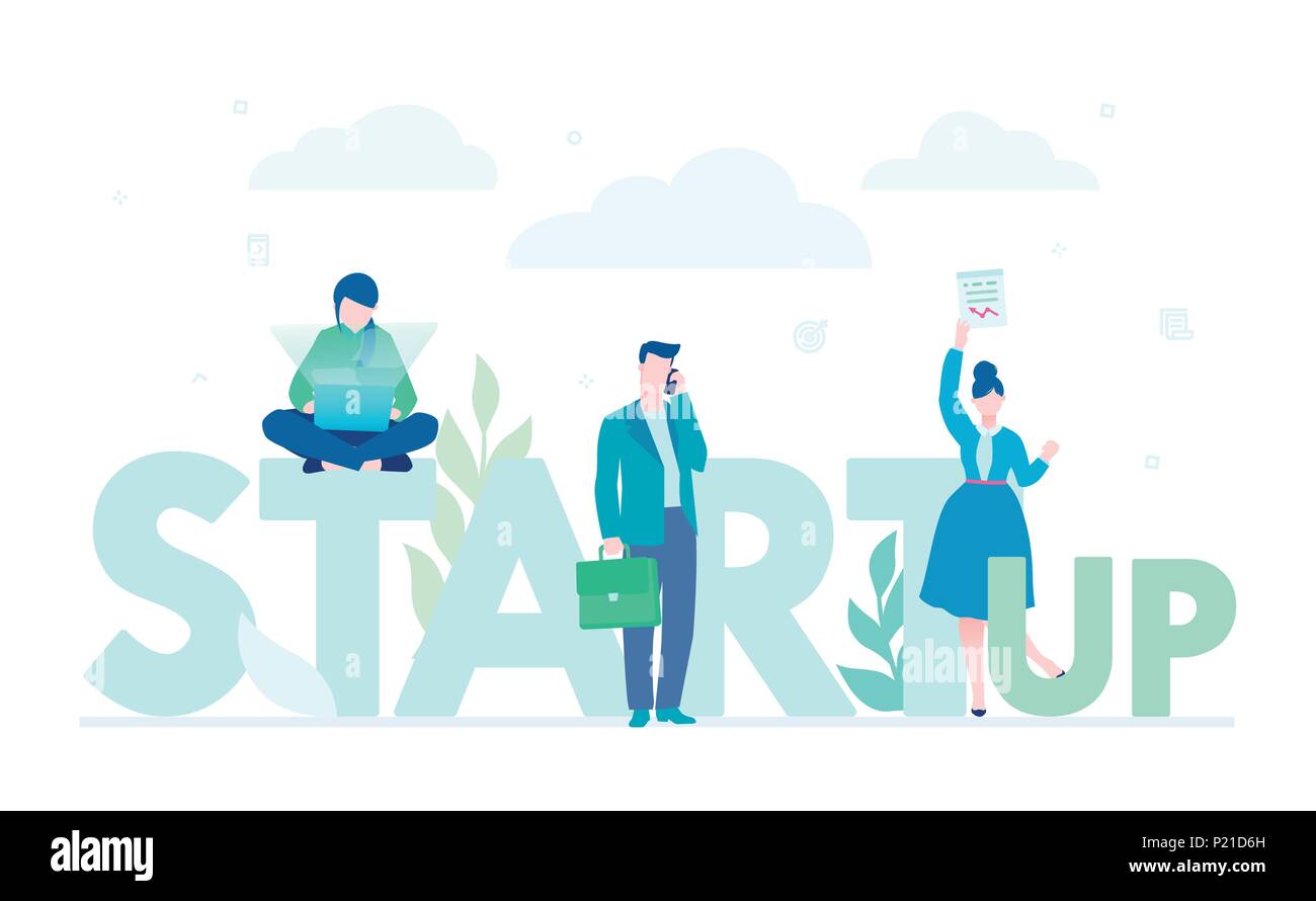 Startup company - flat design style colorful illustration Stock Vector ...