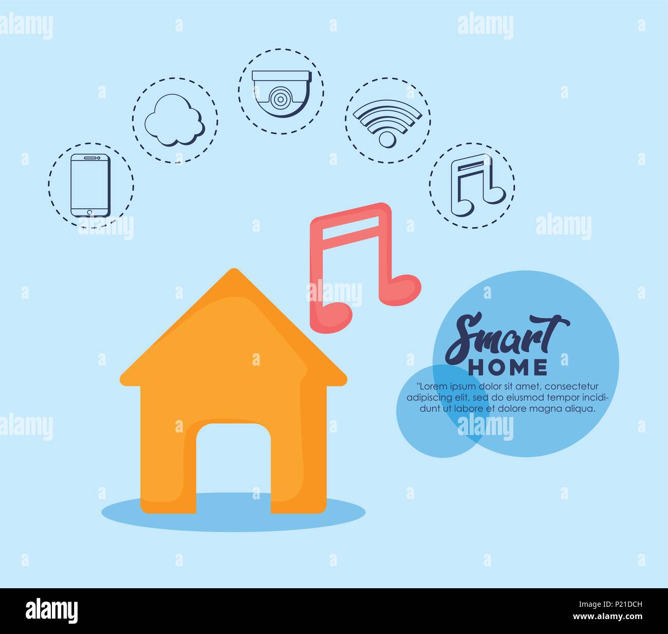 Smartphone home design with house and musical note with related icons ...