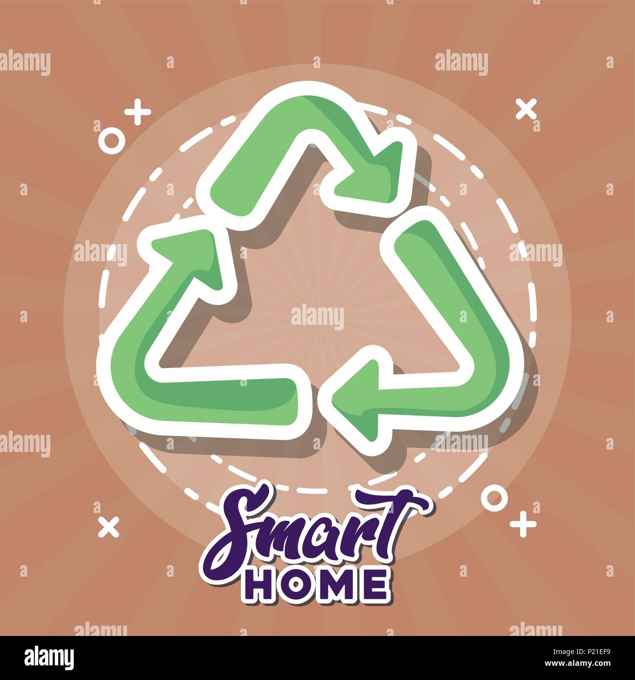 Smart home design with recycle icon over background, colorful design ...