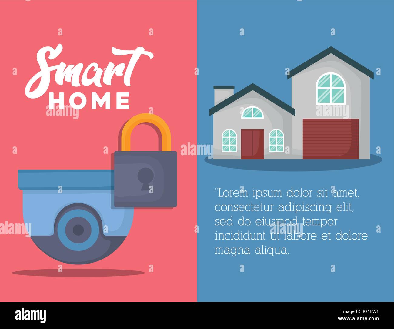 Infographic presentation of Smart home concept with security padlock ...