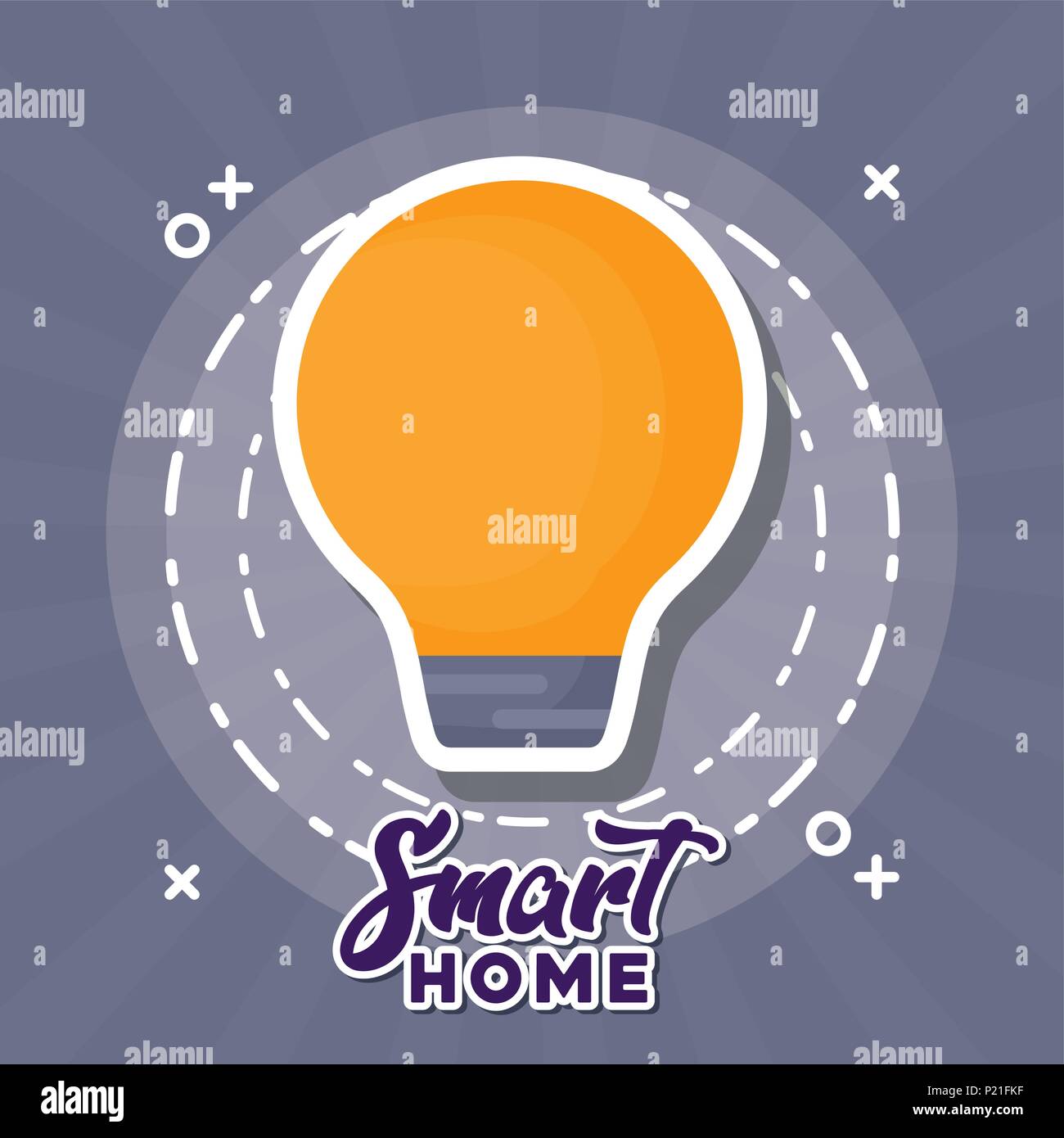 Smart home design with bulb icon over gray background, colorful design ...