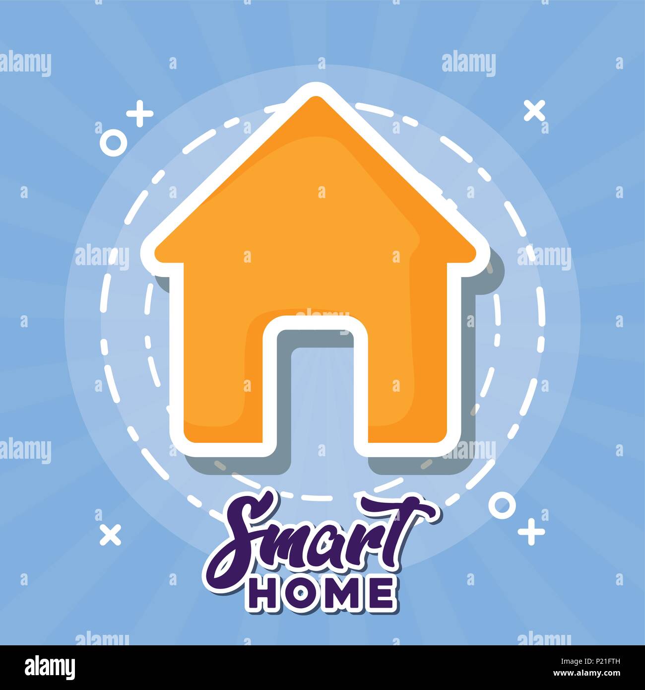 Smart home design with house shape icon over blue background, colorful ...