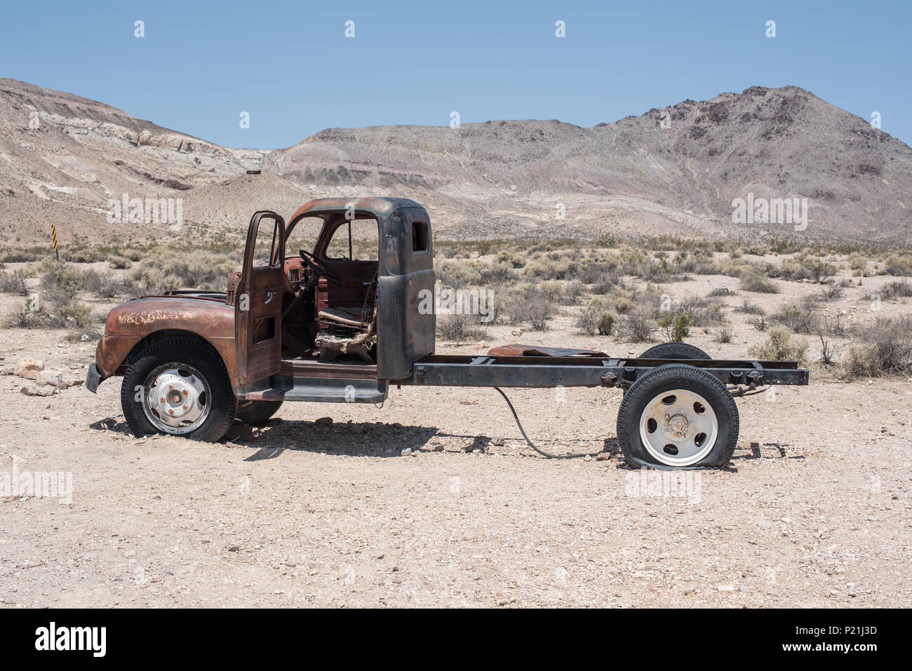 rusty old truck at Rhyolite historic gold mining ghost town,, Near ...