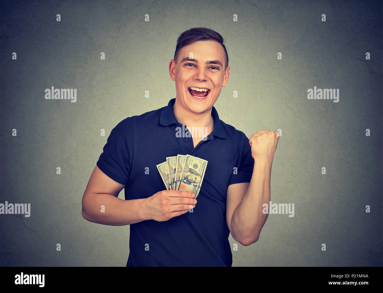 Happy man money hi-res stock photography and images - Alamy