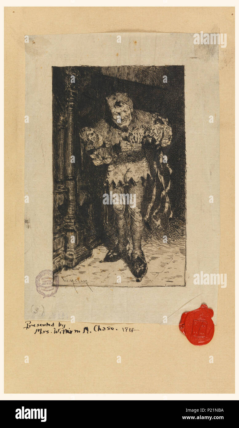 . English: Print, A Jester, ca. 1890 . English: Image of a bearded man ...