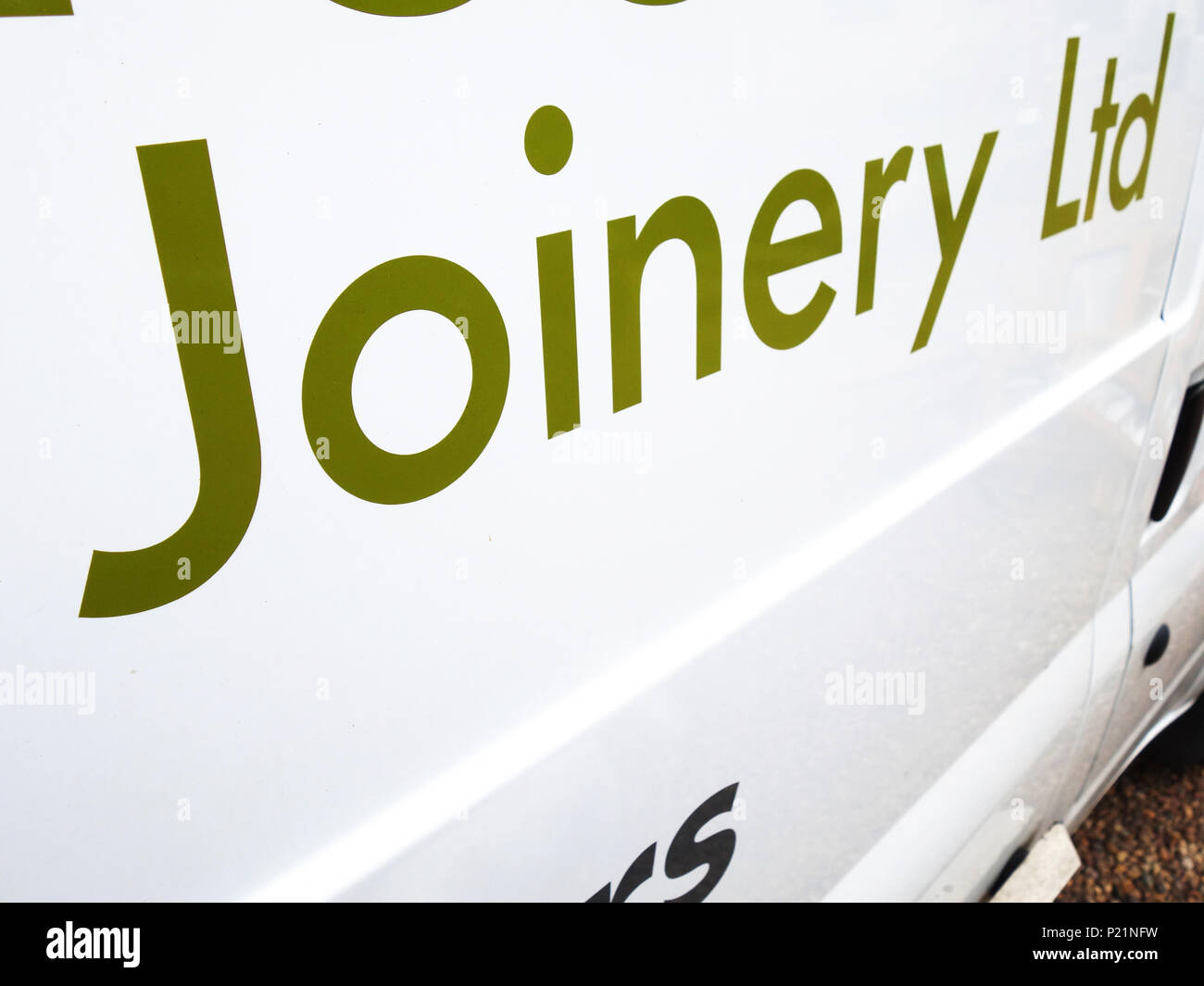 The words Joinery Limited sign writing on a Professional trades van ...