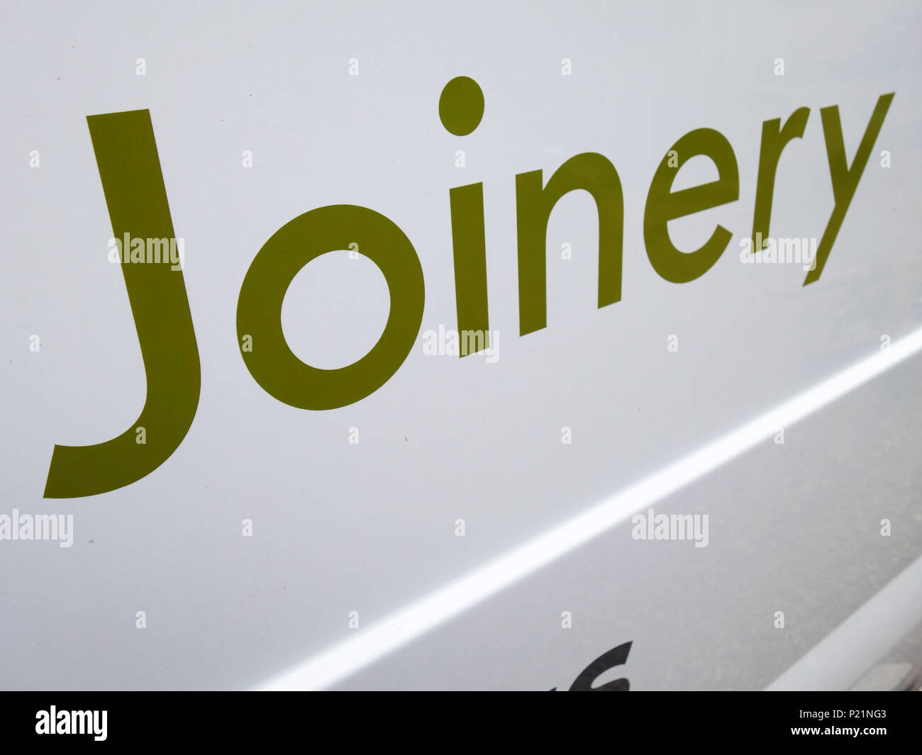 Joinery sign writing on a Professional trades van Stock Photo - Alamy