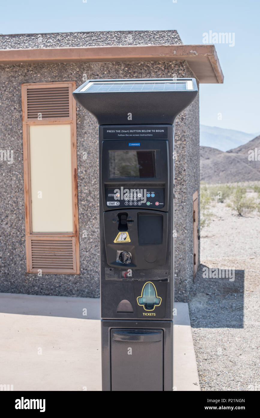 Pay machine inside Death Valley national park, USA Stock Photo - Alamy