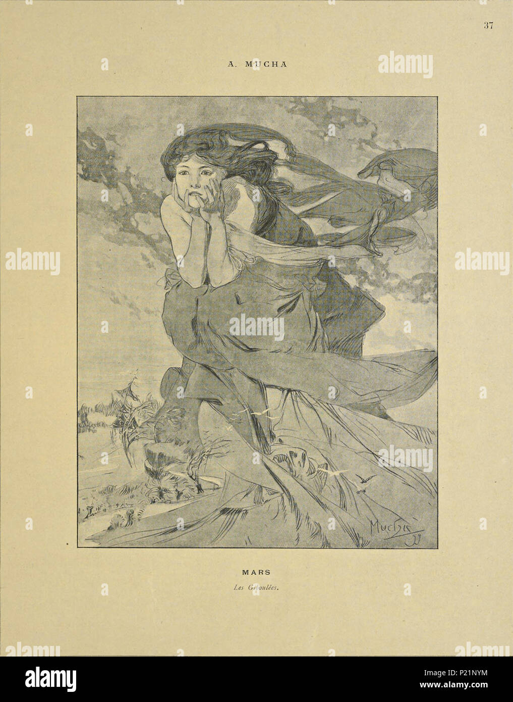 . Français : Alphonse Mucha les douze mois, mars illustration pour le ...