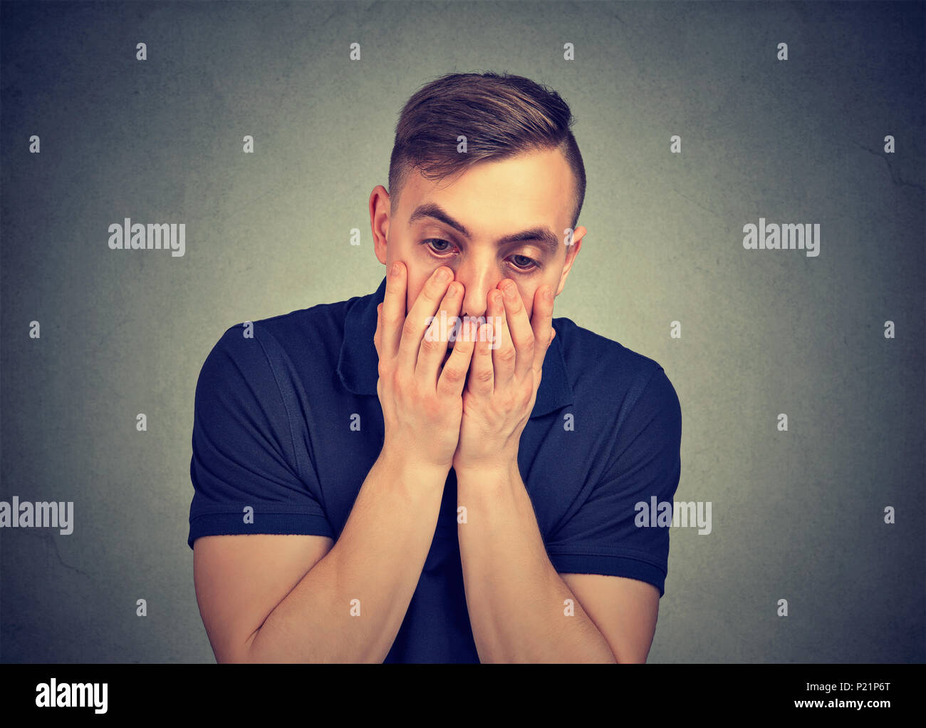 portrait of desperate young man Stock Photo - Alamy