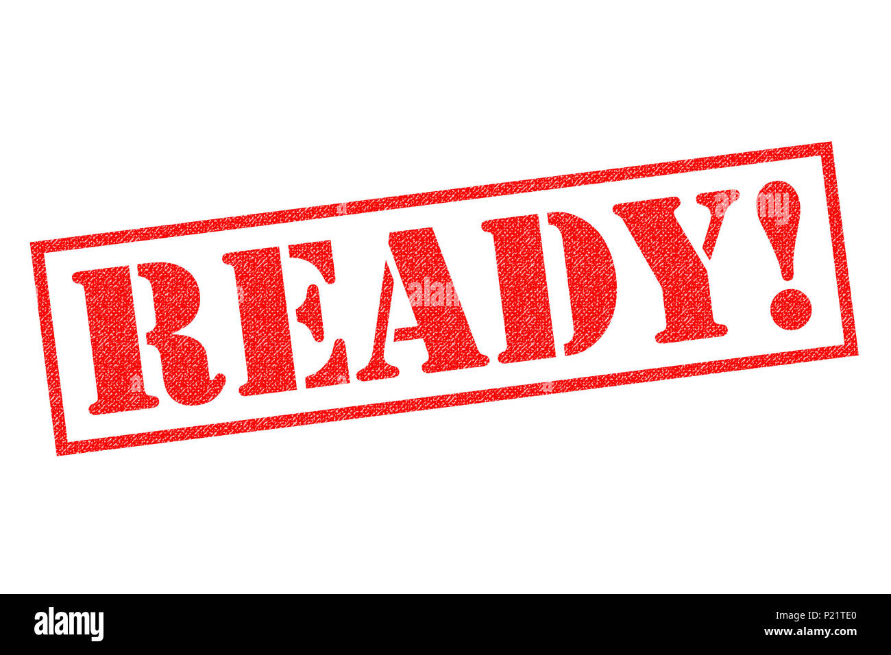 READY! red rubber stamp over a white background Stock Photo - Alamy