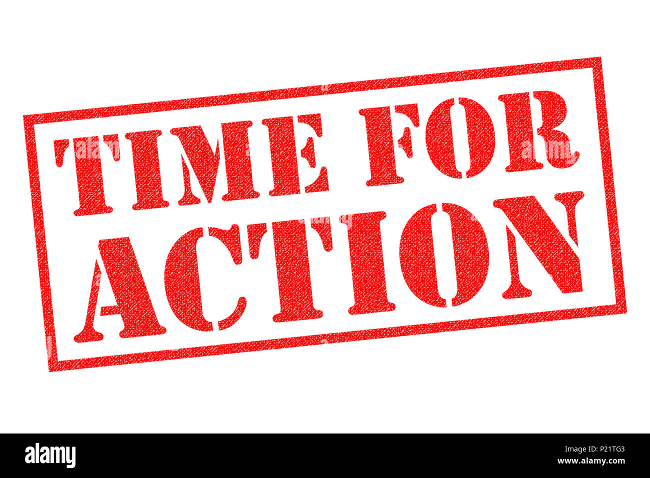 TIME FOR ACTION red Rubber Stamp over a white background Stock Photo ...