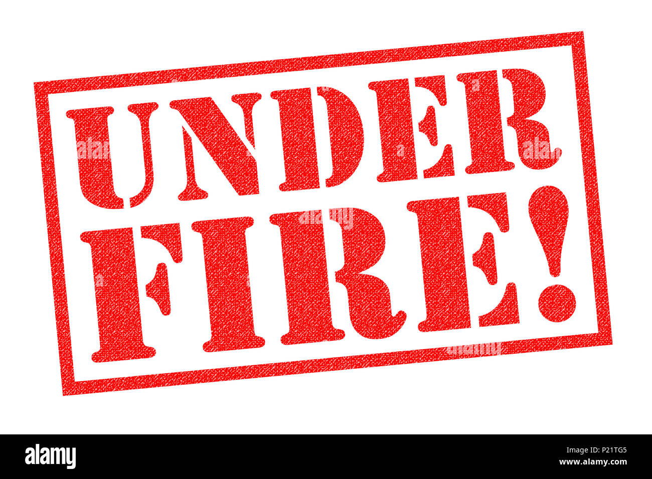 UNDER FIRE! red rubber stamp over a white background Stock Photo - Alamy