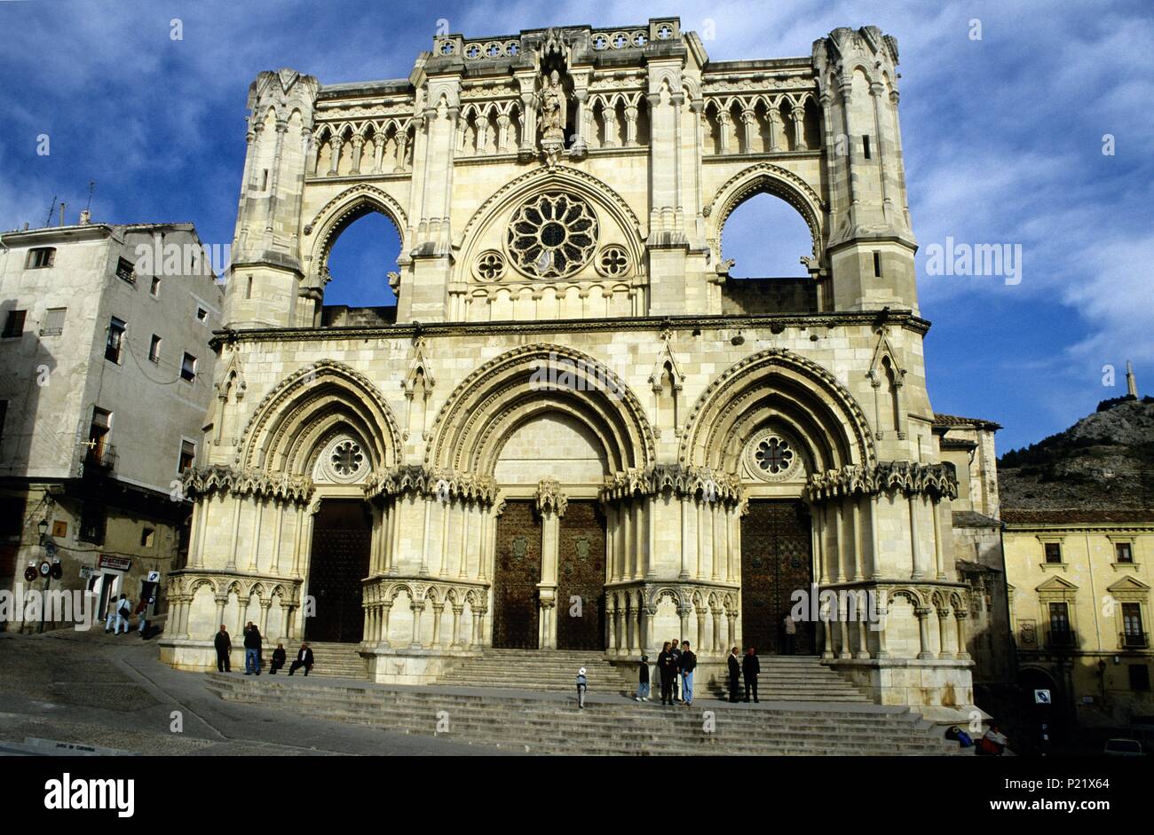 Cathedral façade and square; gothic architecture Stock Photo - Alamy