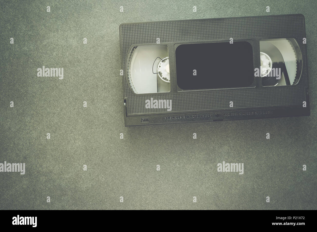 VHS compact magnetic tape analog recording cassette - top view Stock ...