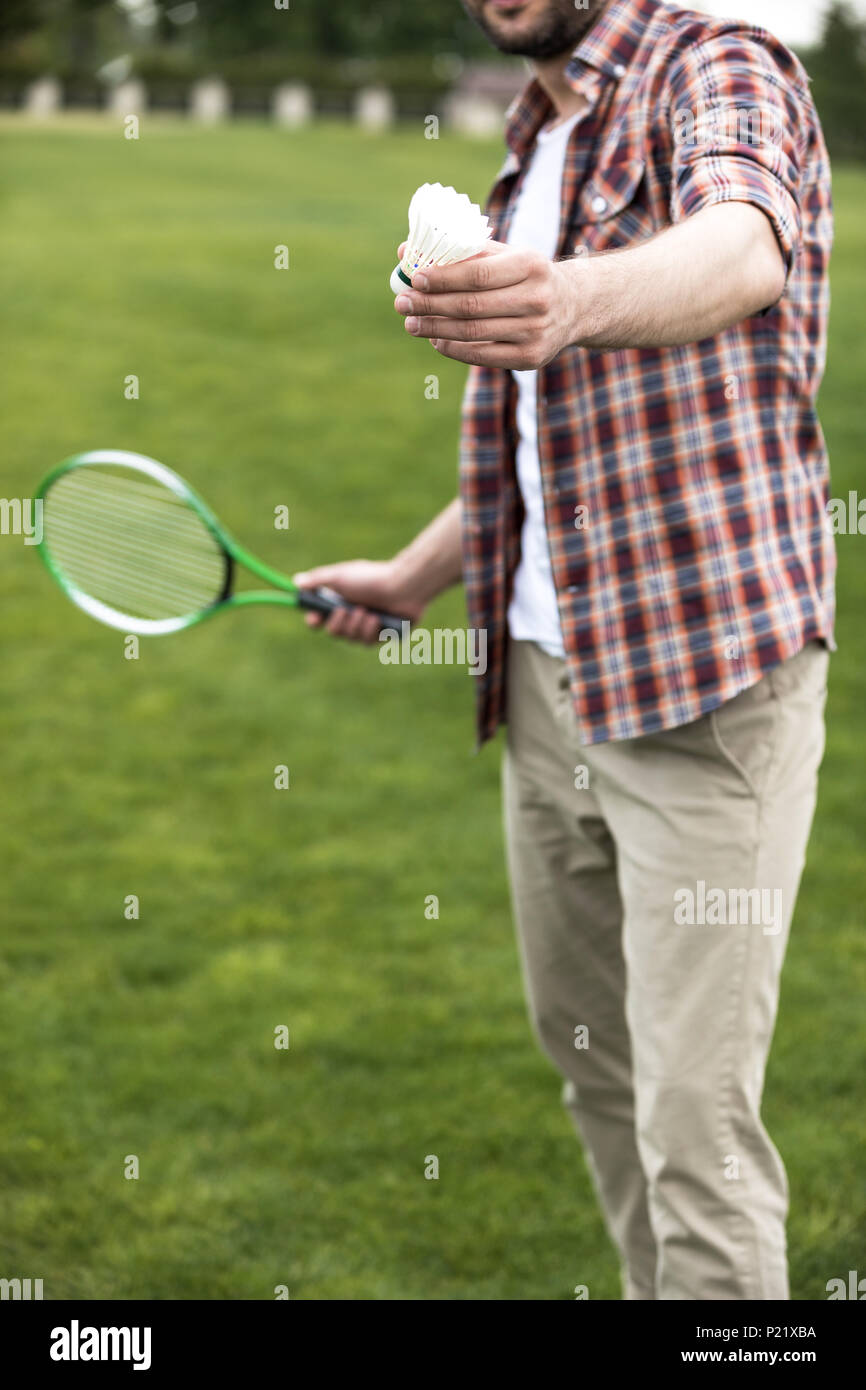 Man playing badminton hi-res stock photography and images - Alamy