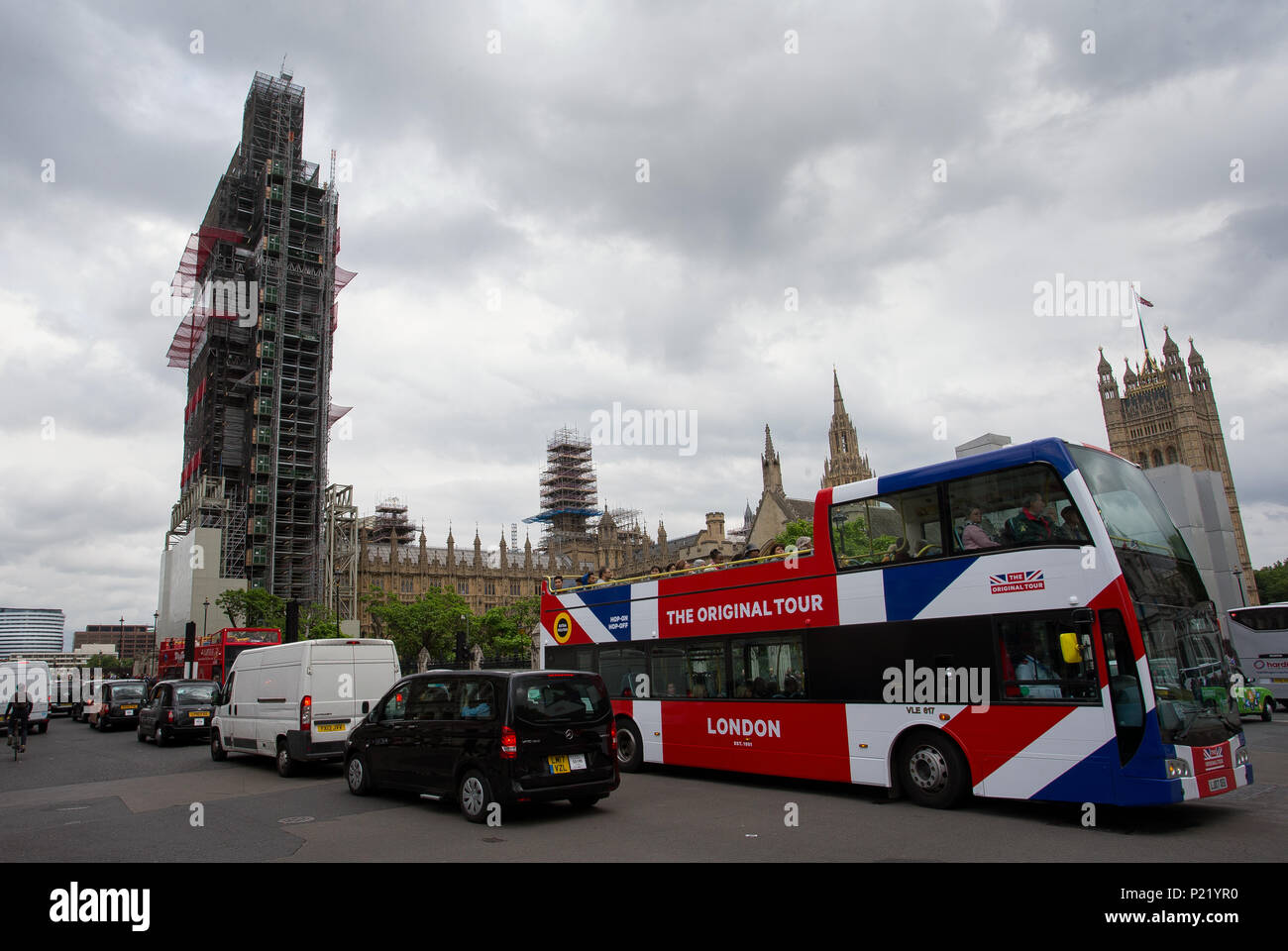 Scaffolding surrounds Big Ben Elizabeth Tower Palace of Westminster ...