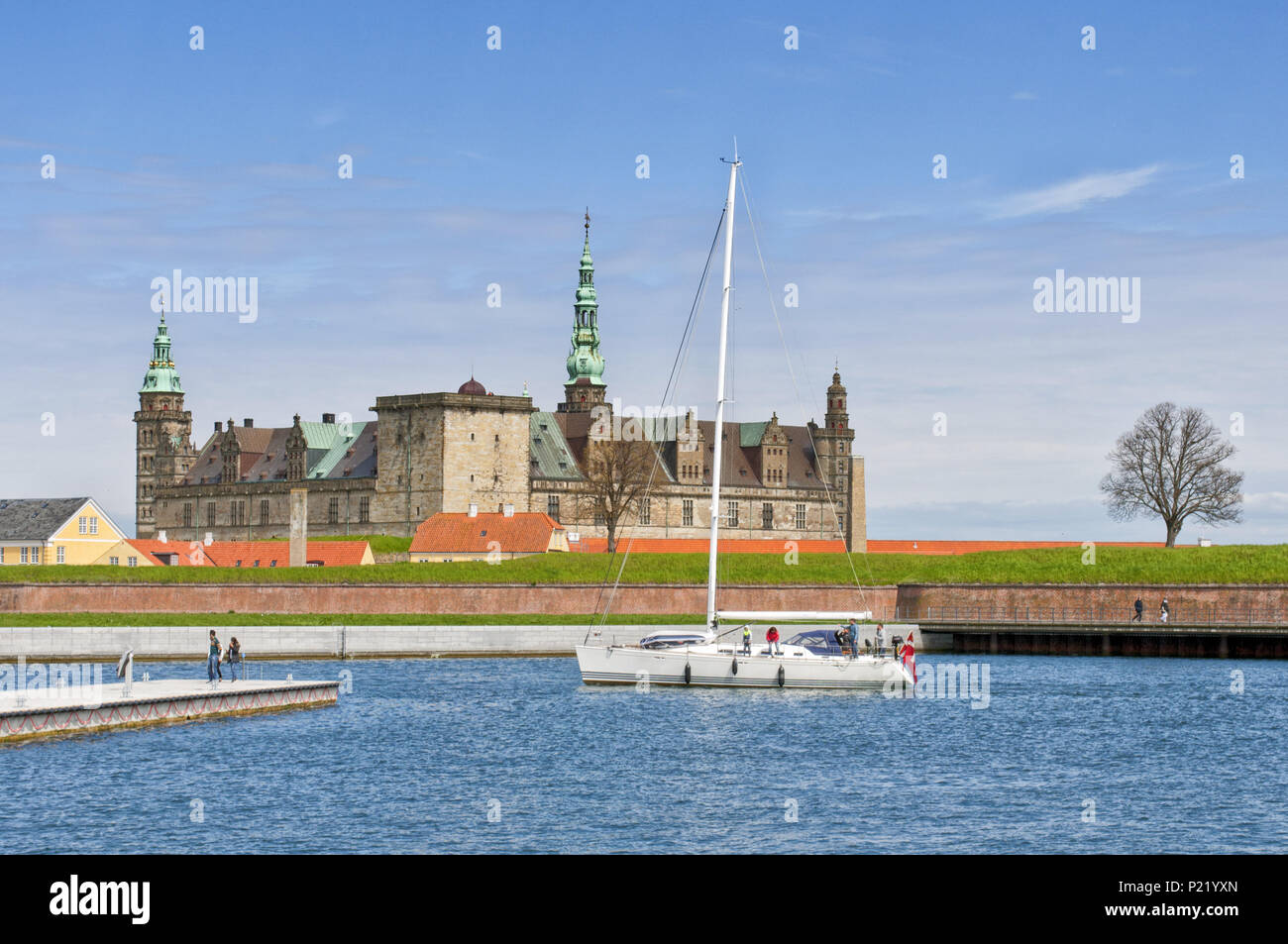 A view of Kronborg castle, the famous Hamlet's Castle with the sea and ...