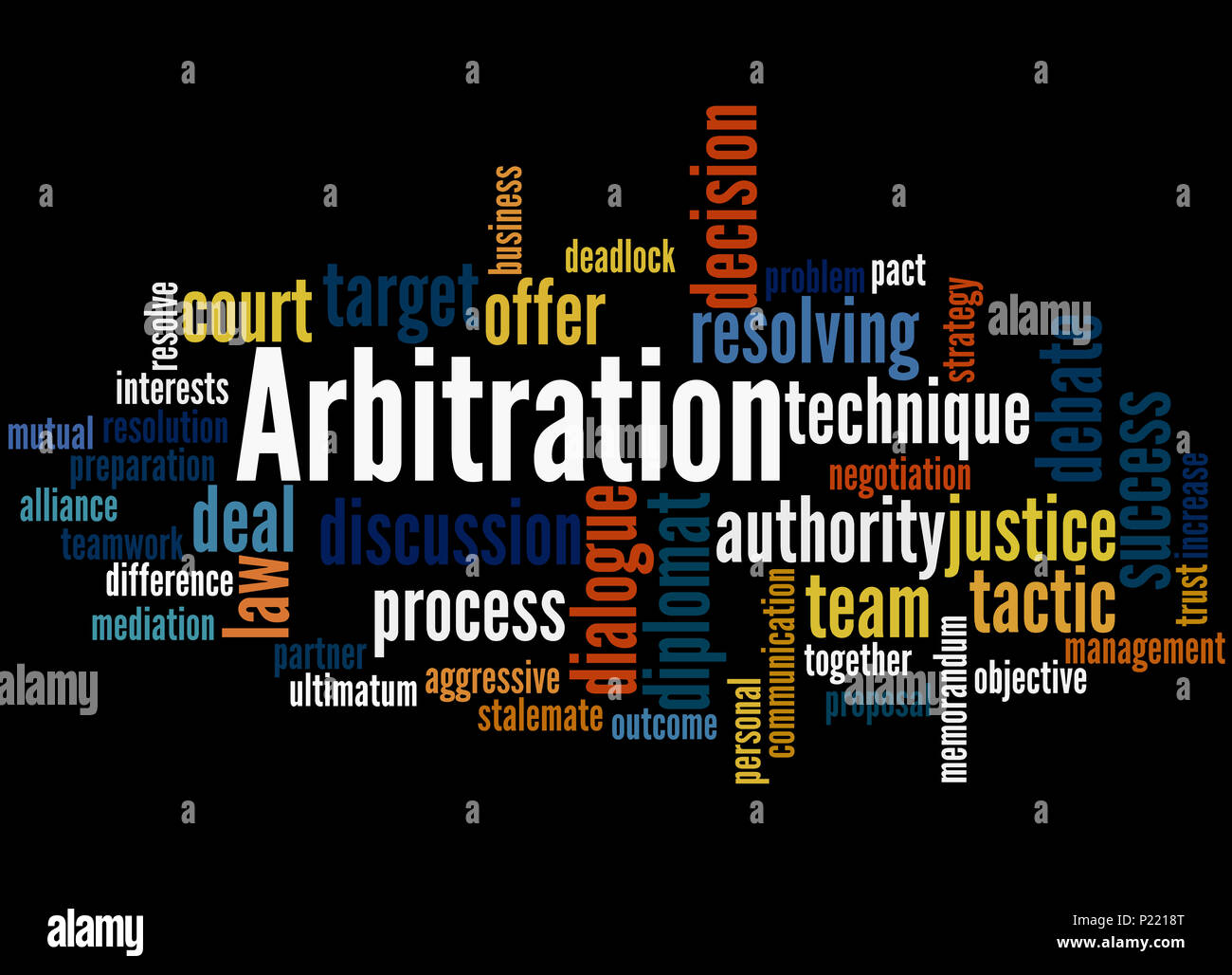 Arbitration, word cloud concept on black background Stock Photo - Alamy