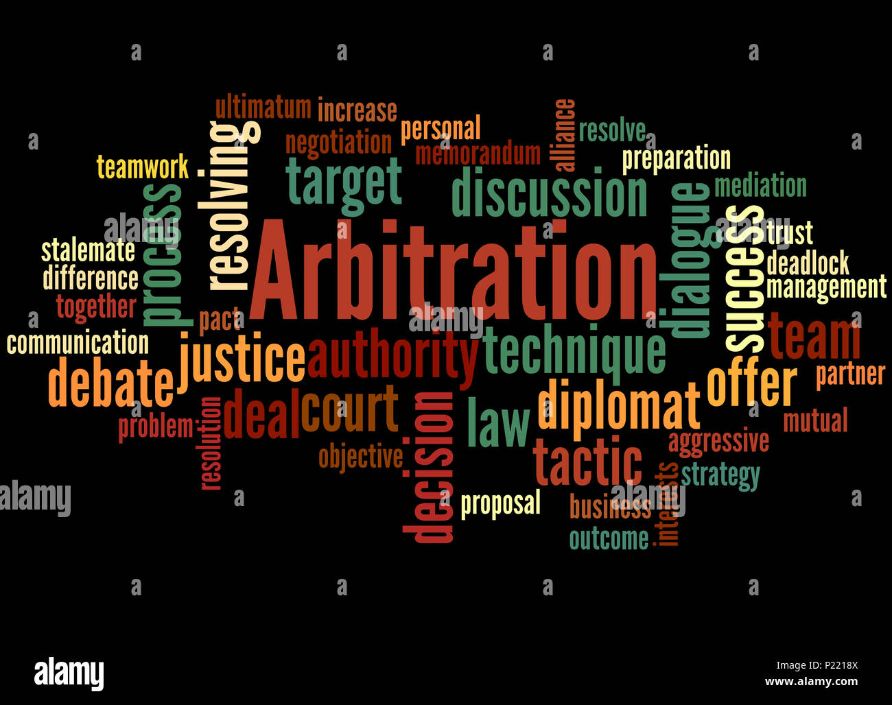Arbitration, word cloud concept on black background Stock Photo - Alamy