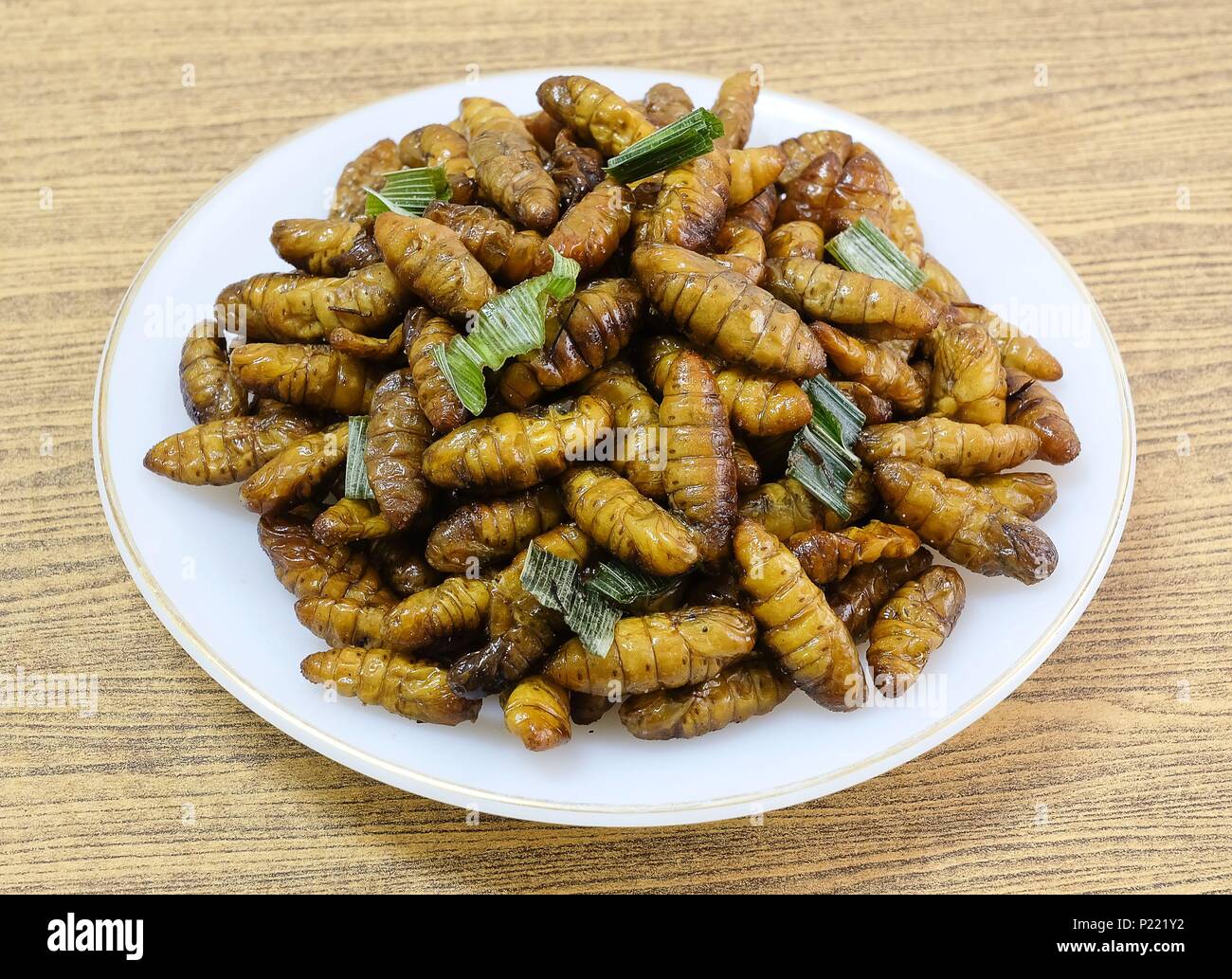 Cuisine and Food, Thai Traditional Deep Fried Marinated Coconut Worms ...