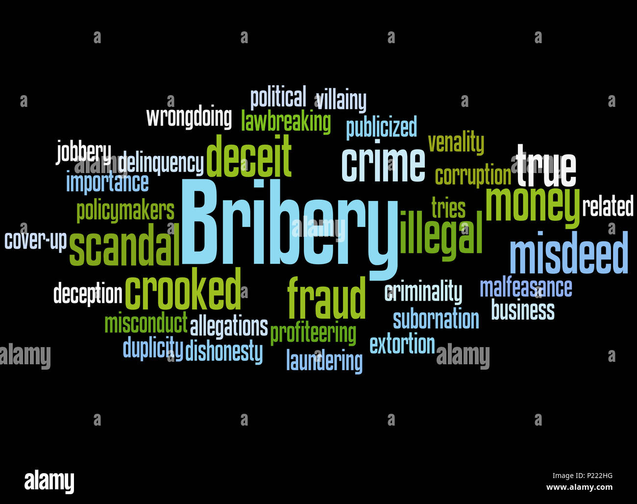 Bribery, word cloud concept on black background Stock Photo - Alamy