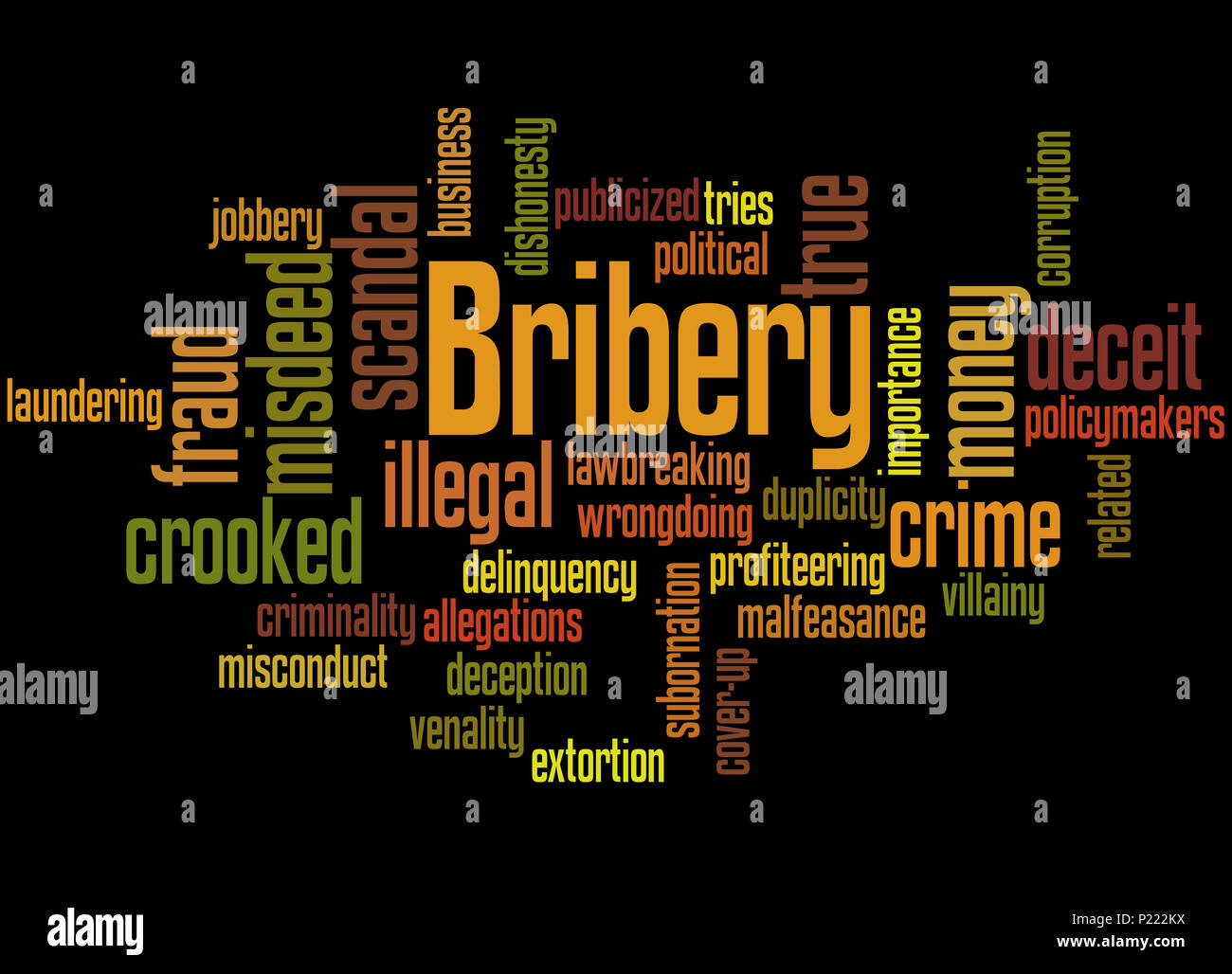 Bribery, word cloud concept on black background Stock Photo - Alamy