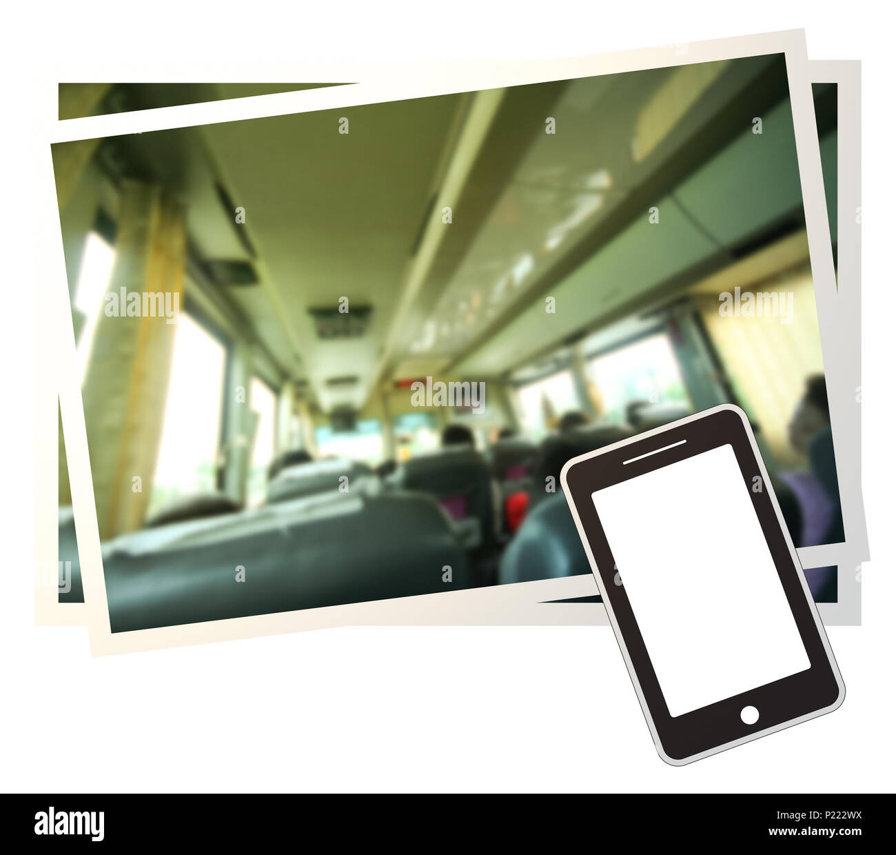 Smart phone and Blur of Inside Bus Transport idea Stock Photo - Alamy