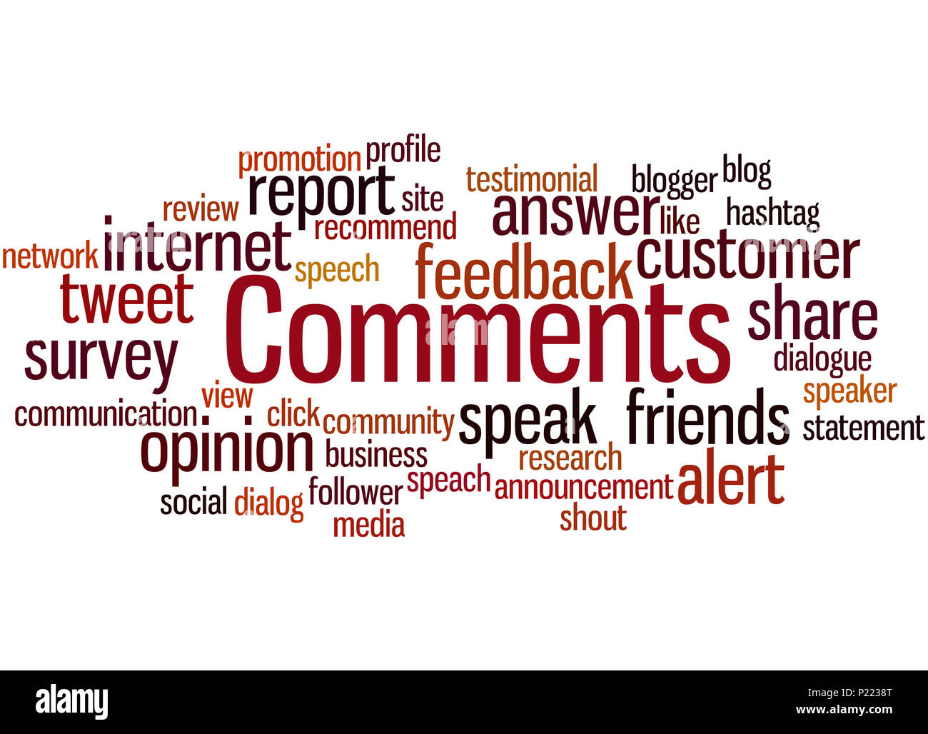 Comments, word cloud concept on white background Stock Photo - Alamy