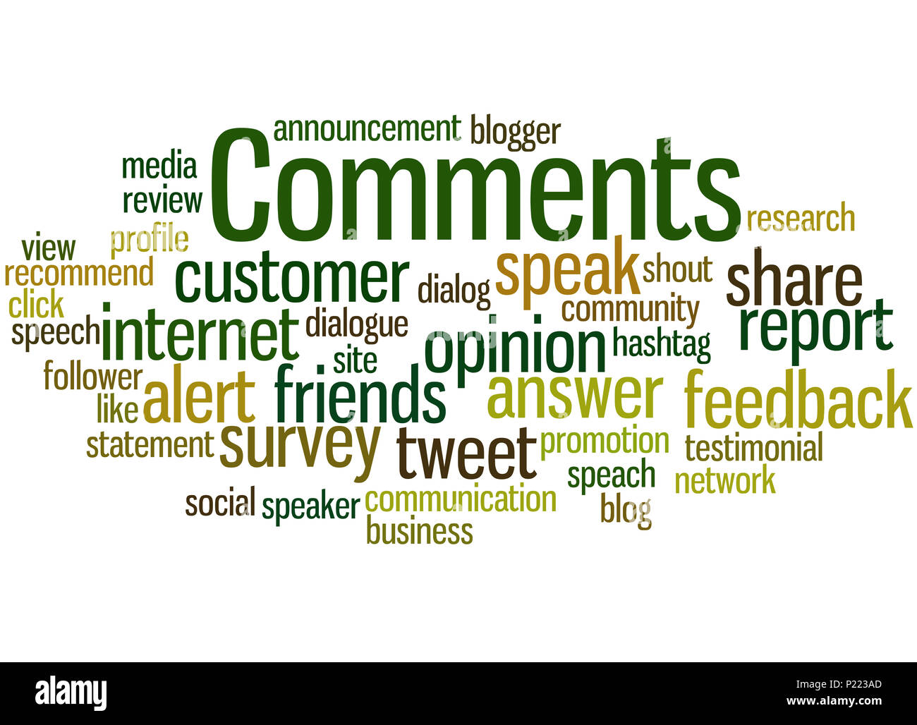 Comments, word cloud concept on white background Stock Photo - Alamy