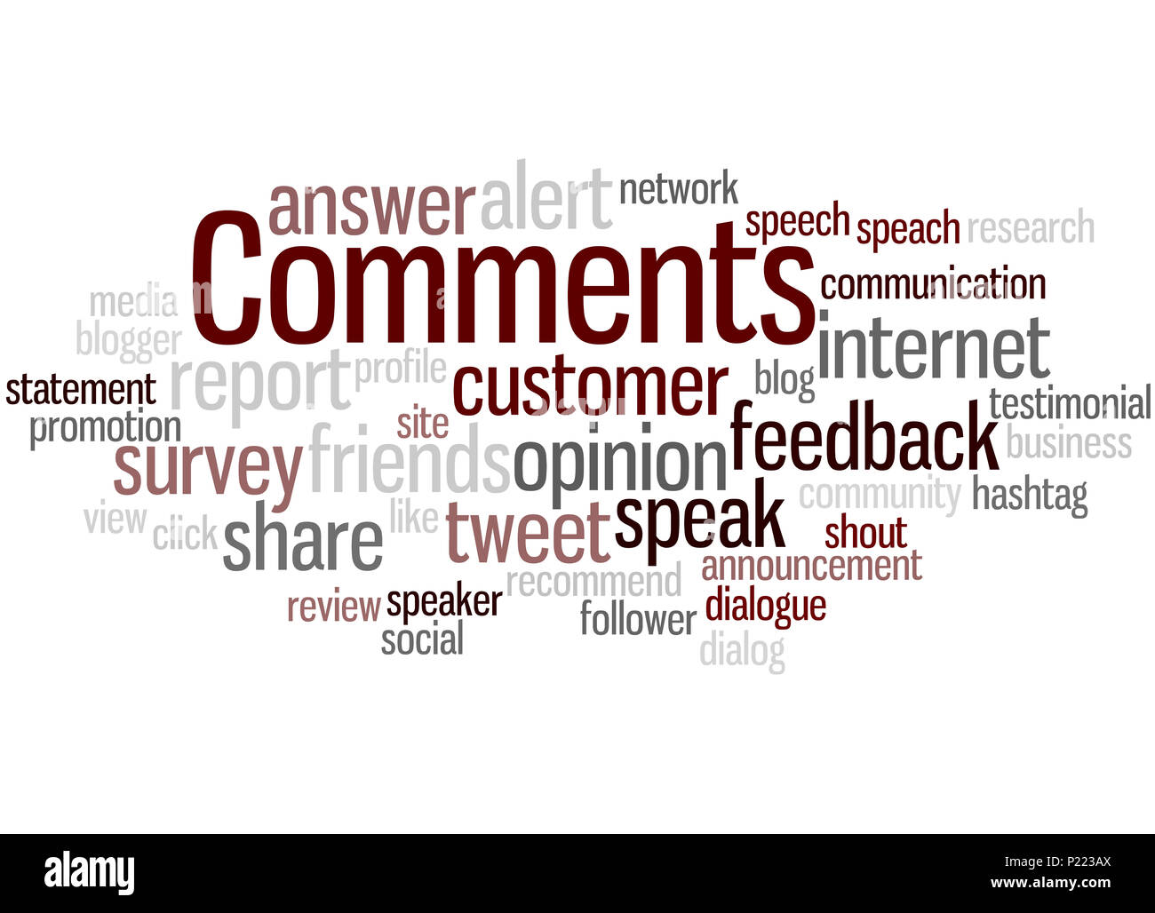 Comments, word cloud concept on white background Stock Photo - Alamy