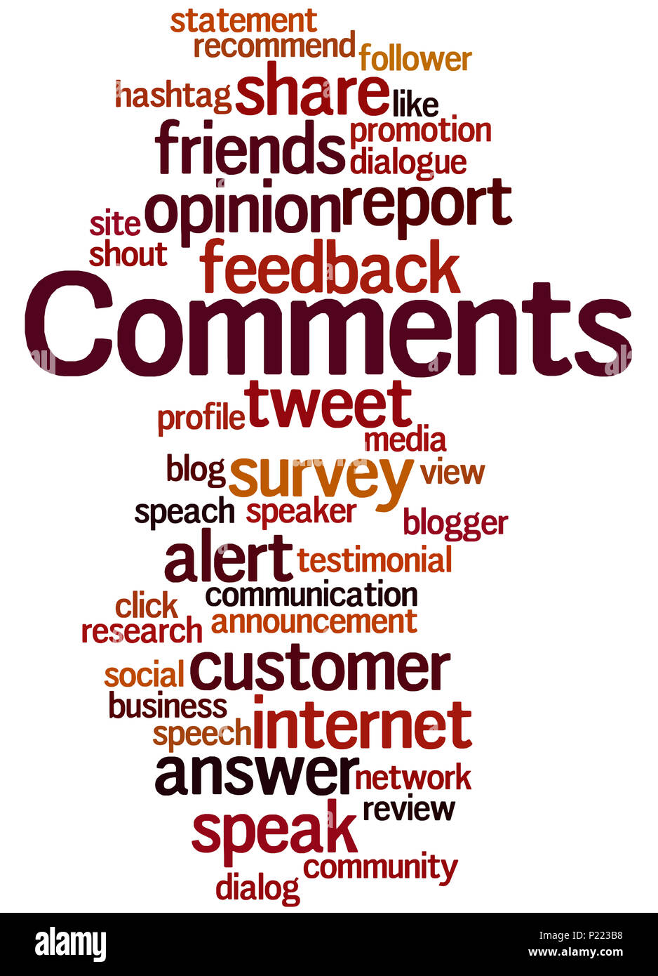 Comments, word cloud concept on white background Stock Photo - Alamy