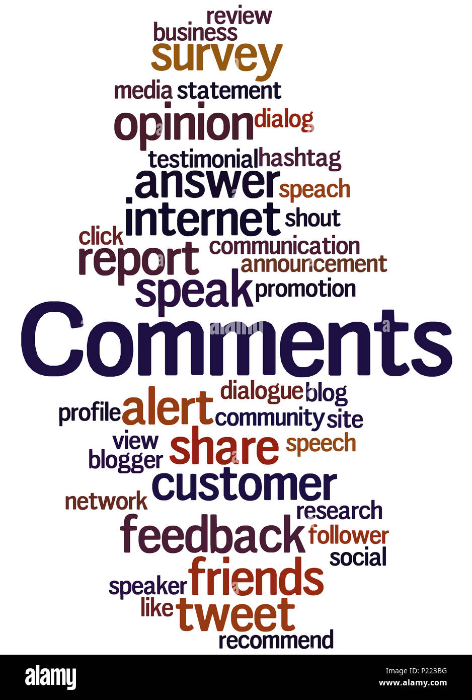 Comments, word cloud concept on white background Stock Photo - Alamy