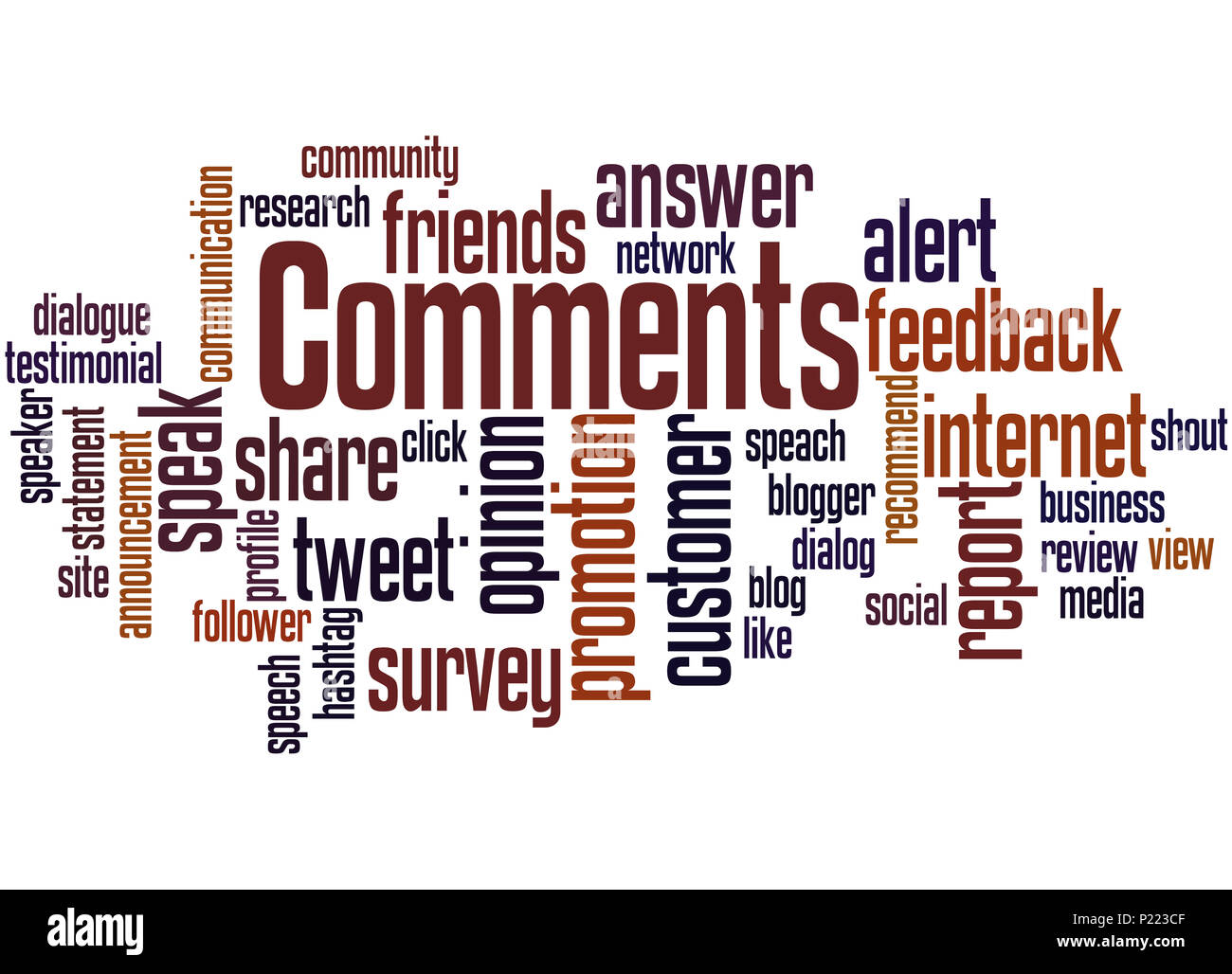 Comments, word cloud concept on white background Stock Photo - Alamy